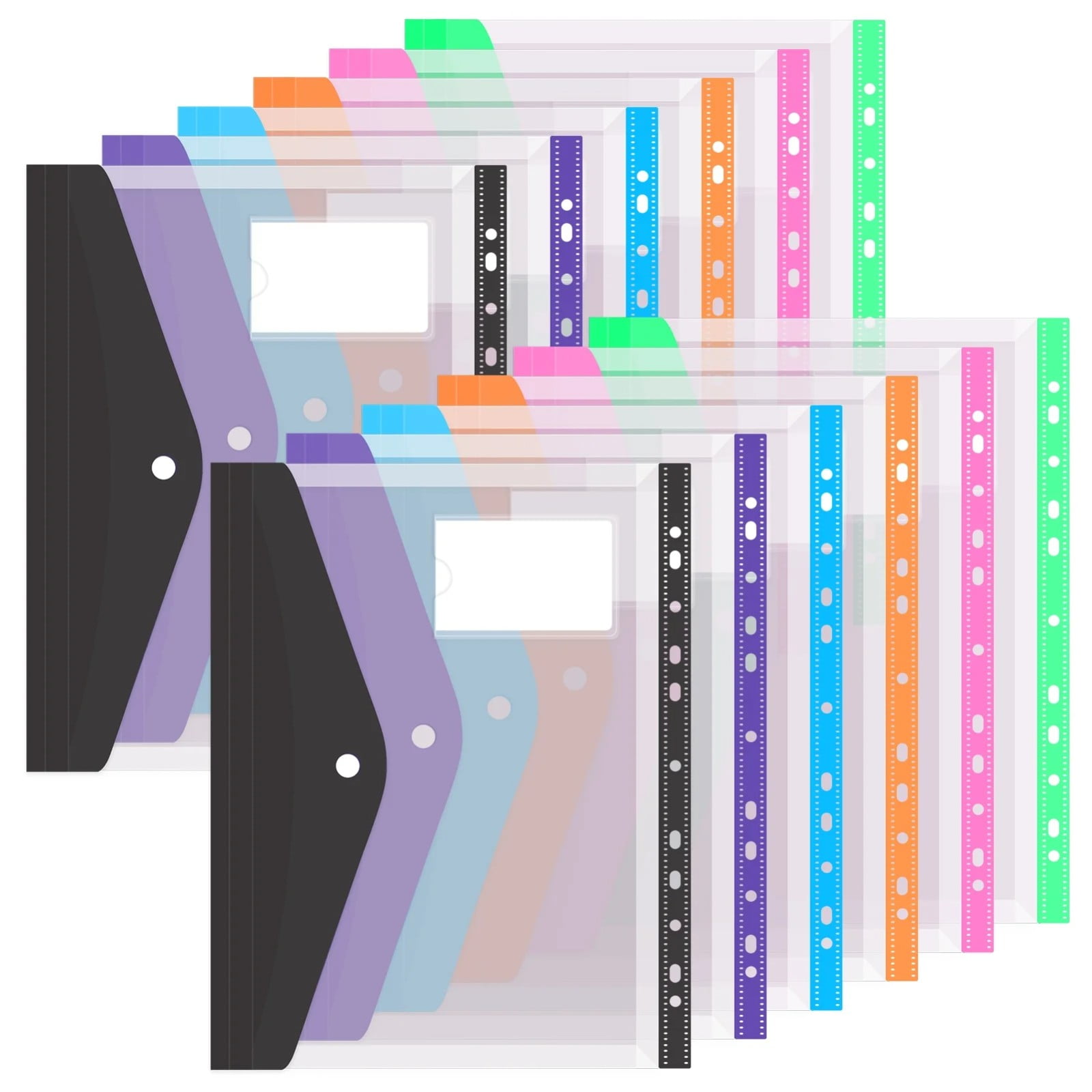 Binder Pocket 12 Pack Plastic Envelopes Binder Folders 11 Holes ...