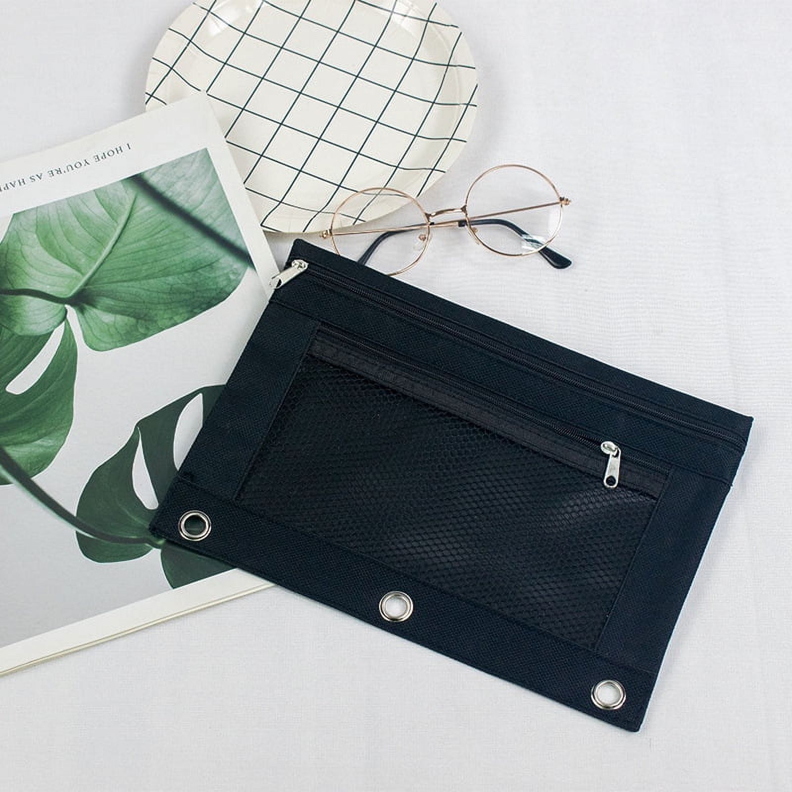 Binder Pocket Mesh Pencil Pouch Binder Pen Bag Cloth File Bag Zipper ...