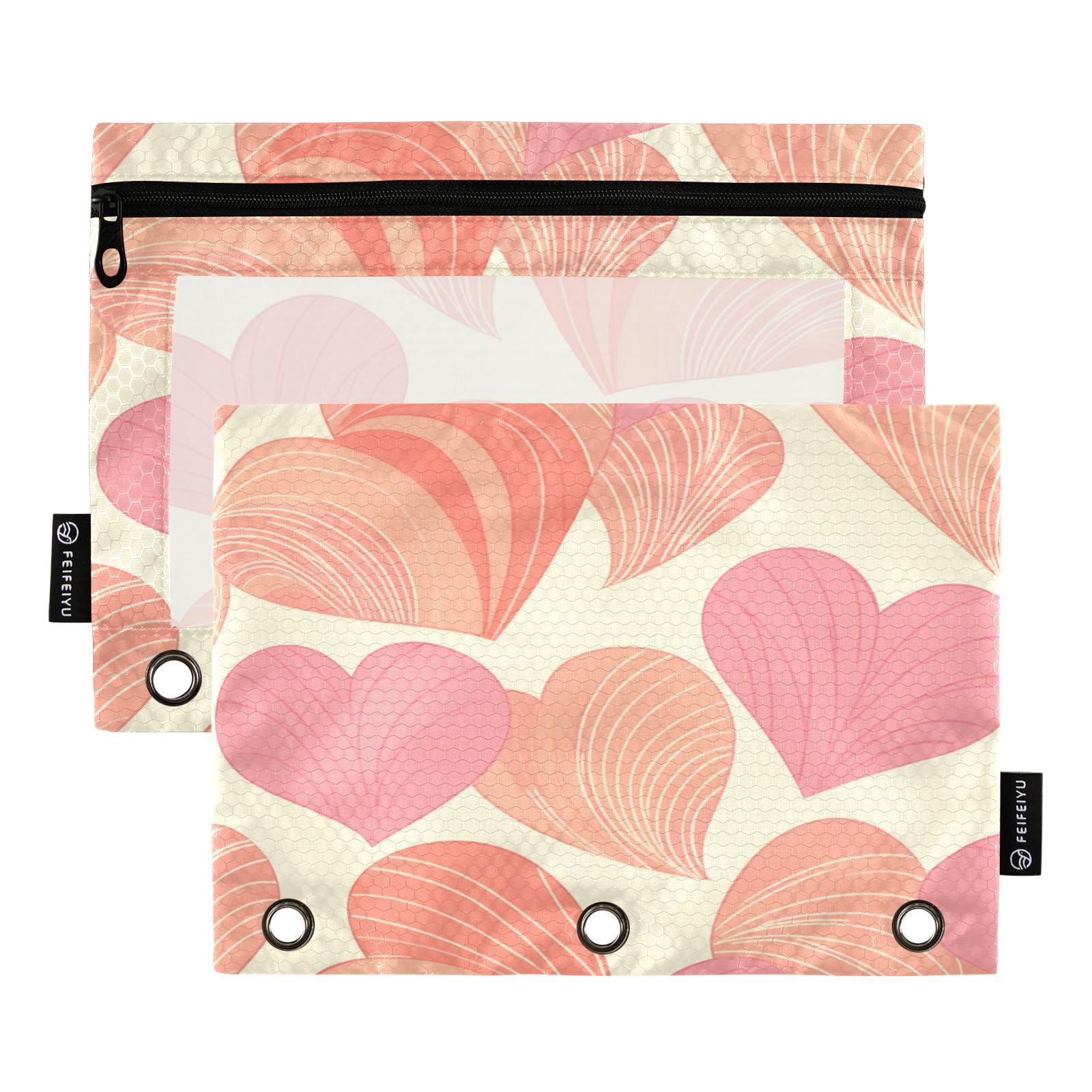 Binder Pouches 2-Pack - Waterproof Soccer Mesh w/Clear PVC Front for 3-Ring Binders, 10.8cm Hole ...