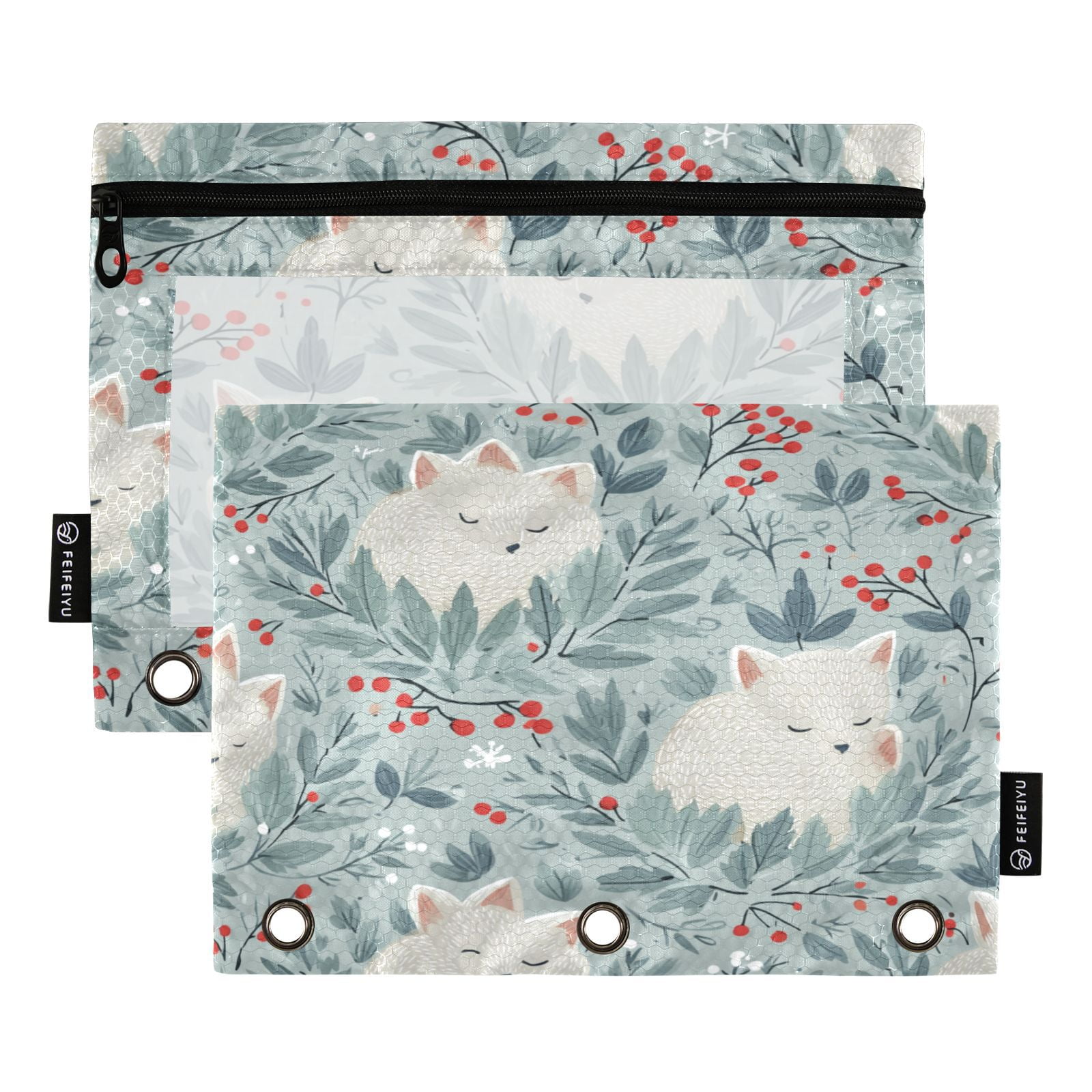 Binder Pouches 2-Pack - Waterproof Soccer Mesh w/Clear PVC Front for 3-Ring Binders, 10.8cm Hole ...