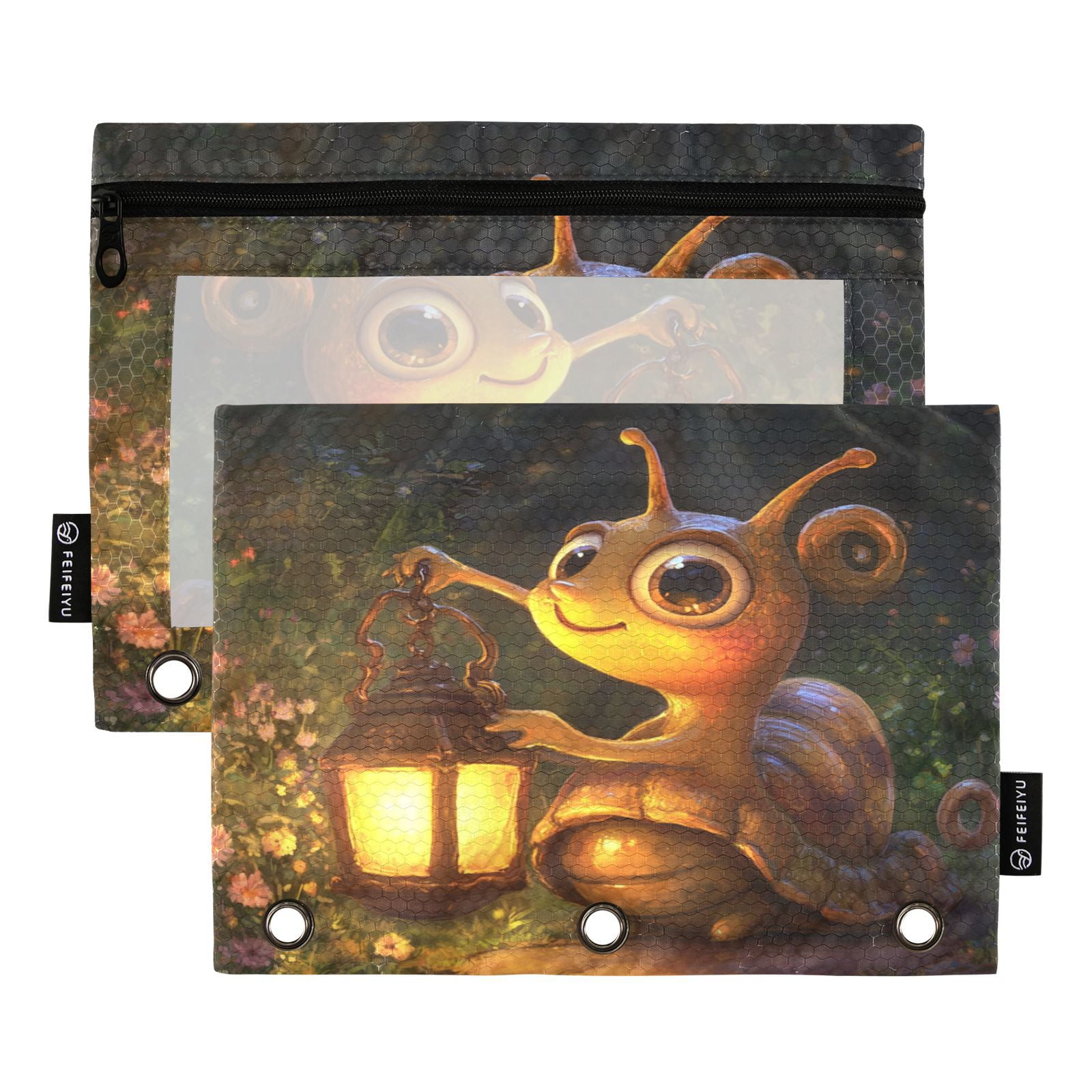 Binder Pouches 2-Pack - Waterproof Soccer Mesh w/Clear PVC Front for 3-Ring Binders, 10.8cm Hole ...