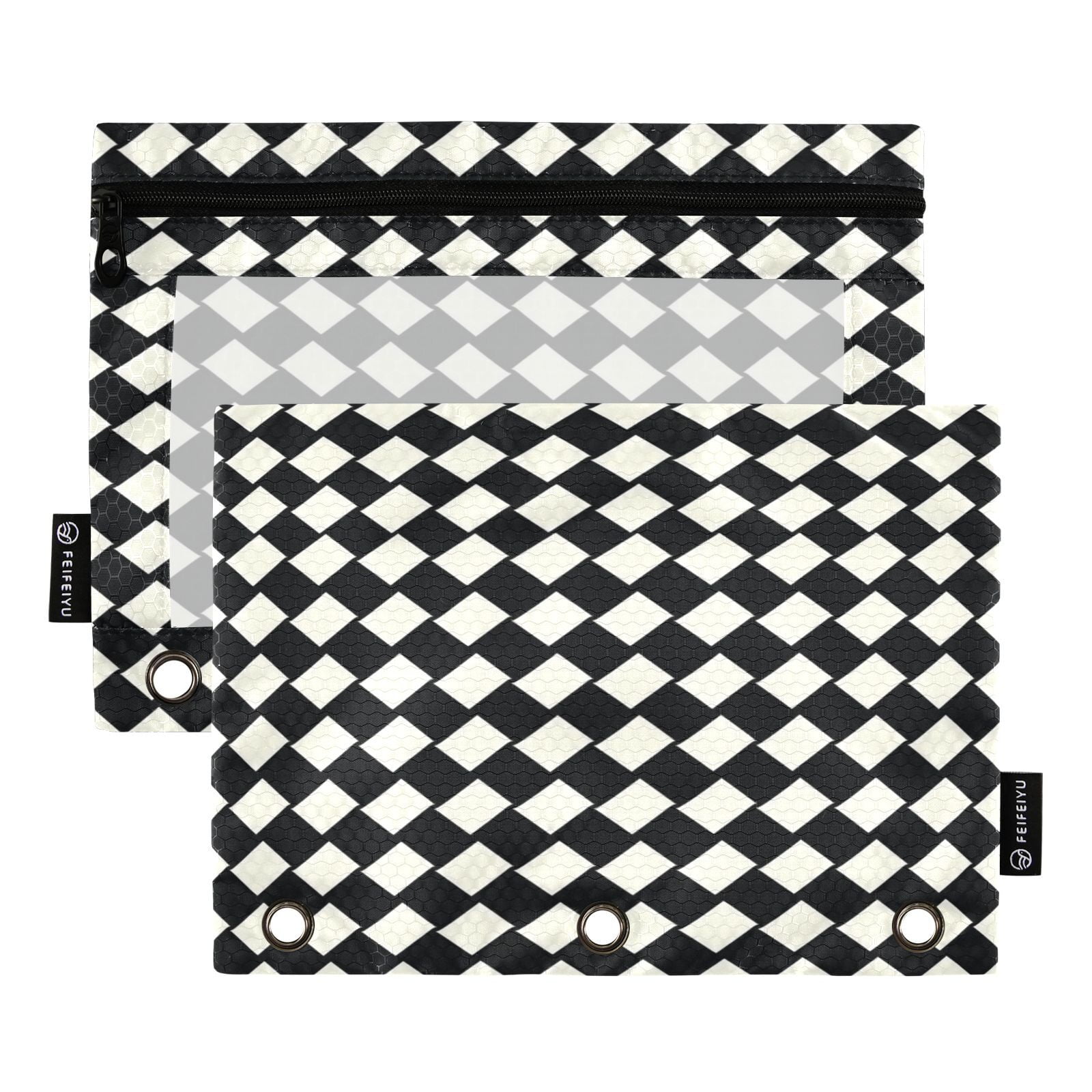 Binder Pouches 2-Pack - Waterproof Soccer Mesh w/Clear PVC Front for 3-Ring Binders, 10.8cm Hole ...