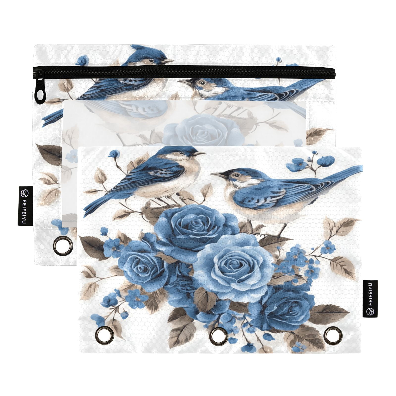 Binder Pouches 2-Pack - Waterproof Soccer Mesh w/Clear PVC Front for 3-Ring Binders, 10.8cm Hole ...