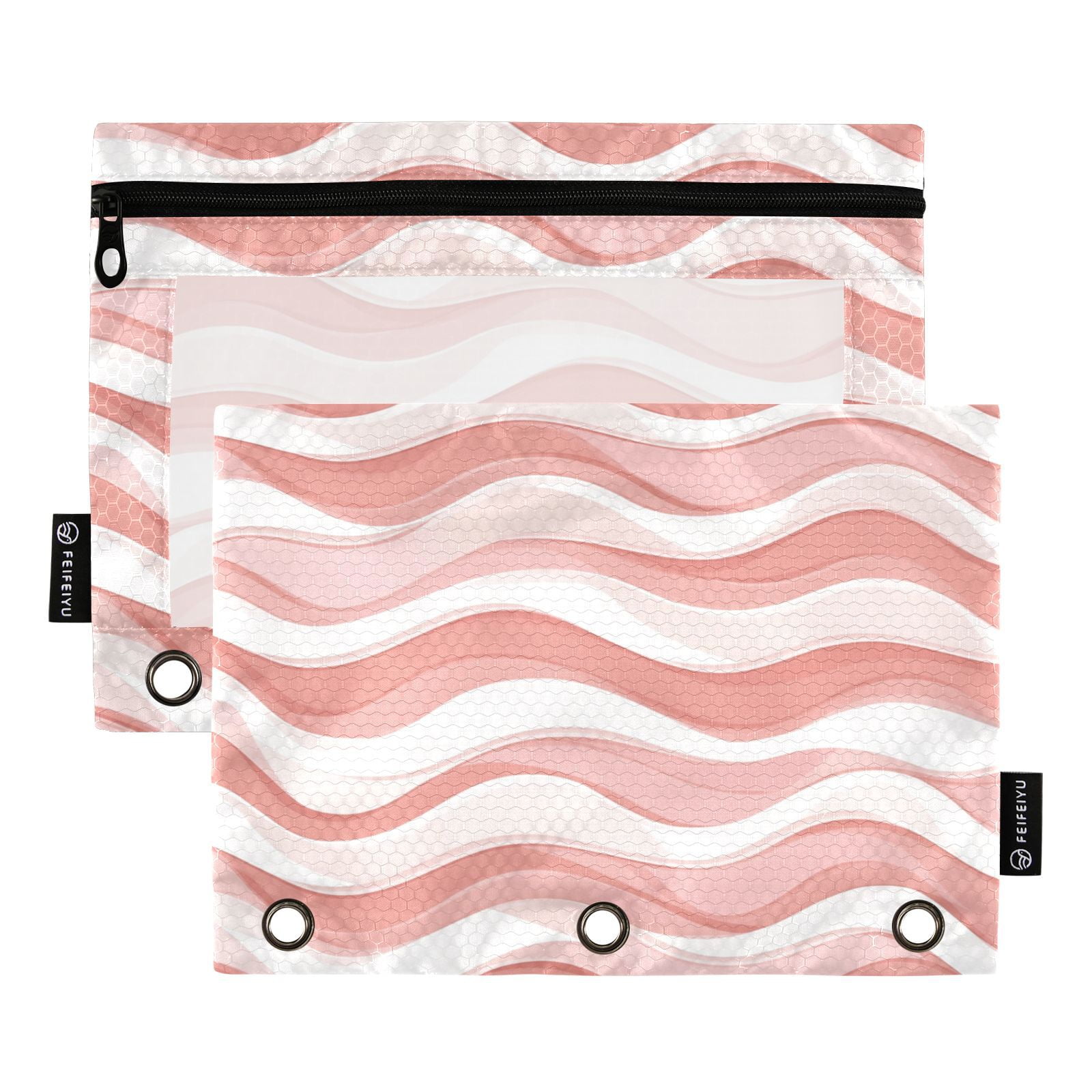 Binder Pouches 2-Pack - Waterproof Soccer Mesh w/Clear PVC Front for 3-Ring Binders, 10.8cm Hole ...