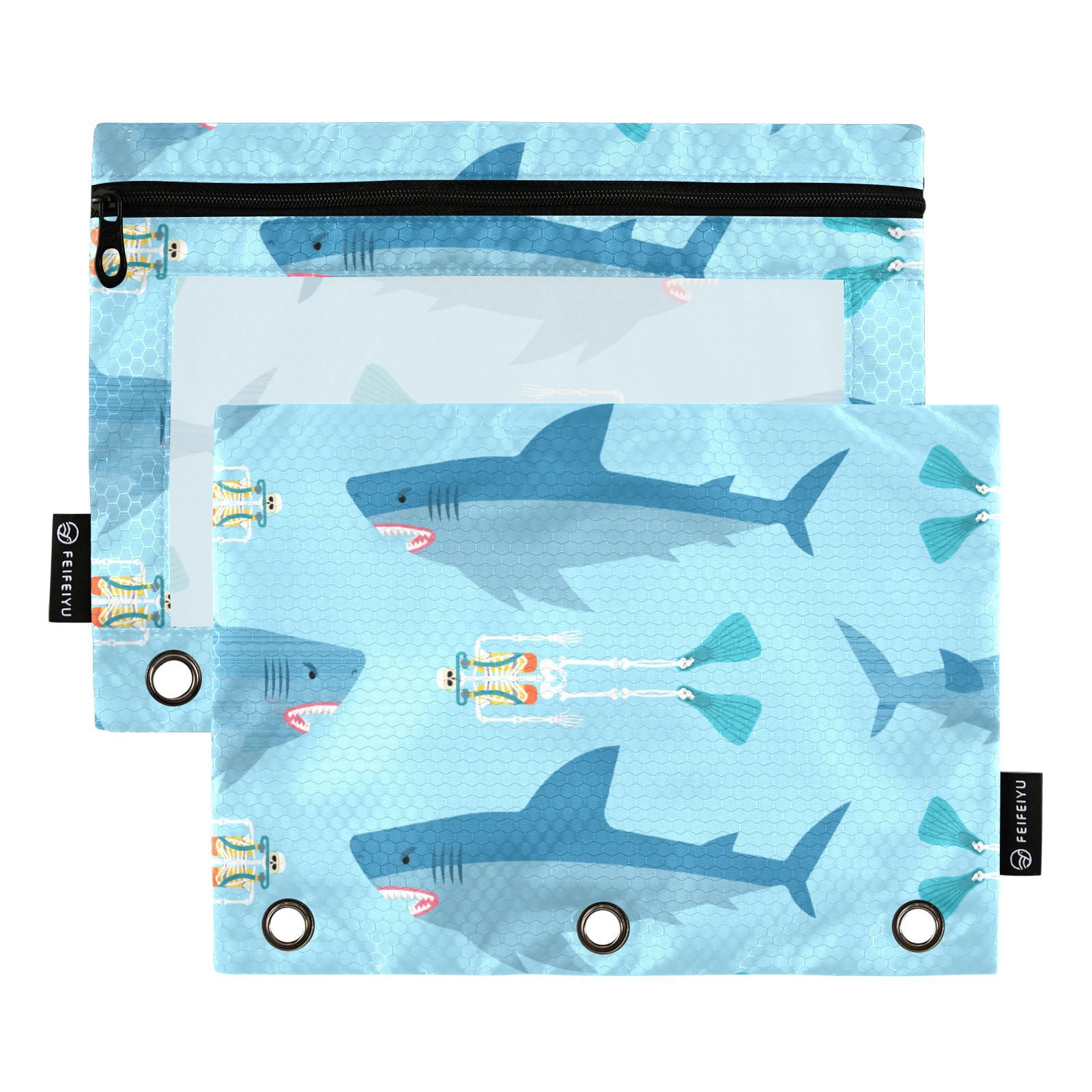 Binder Pouches 2-Pack - Waterproof Soccer Mesh w/Clear PVC Front for 3-Ring Binders, 10.8cm Hole ...