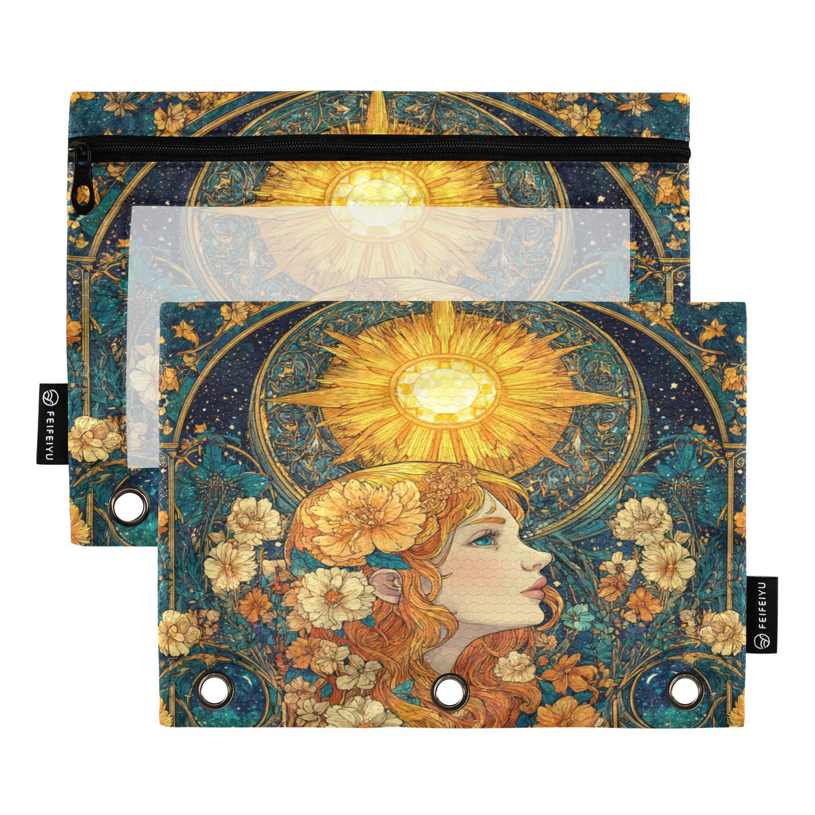 Binder Pouches 2-Pack - Waterproof Soccer Mesh w/Clear PVC Front for 3-Ring Binders, 10.8cm Hole ...