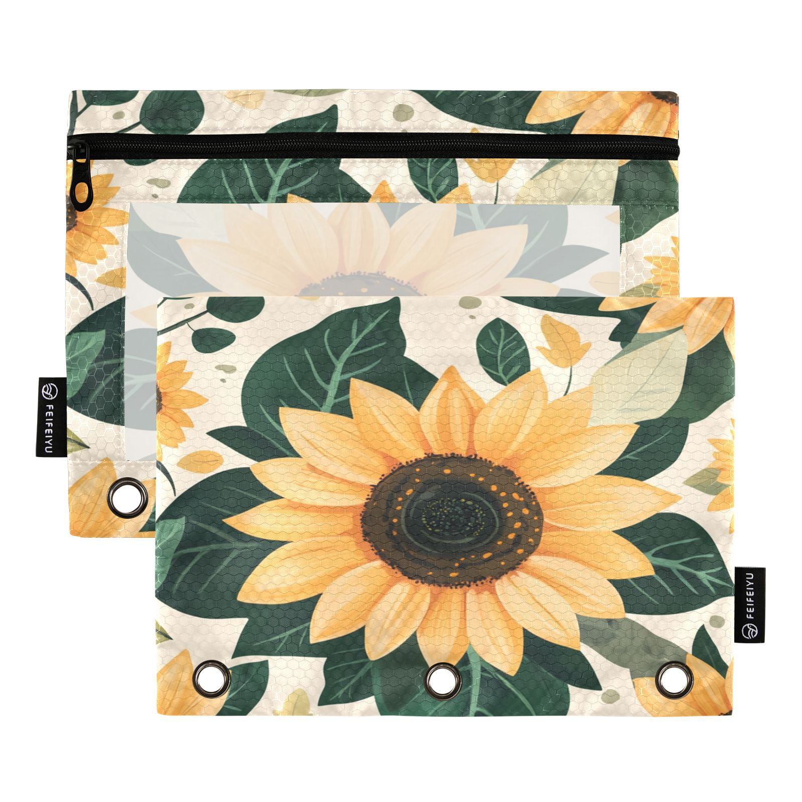 Binder Pouches 2-Pack - Waterproof Soccer Mesh w/Clear PVC Front for 3-Ring Binders, 10.8cm Hole ...