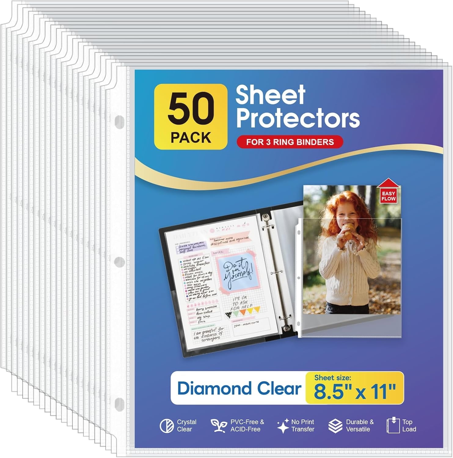 Binder Protectors 8.5 x 11 inches, Clear Page Protectors for 3-Ring ...