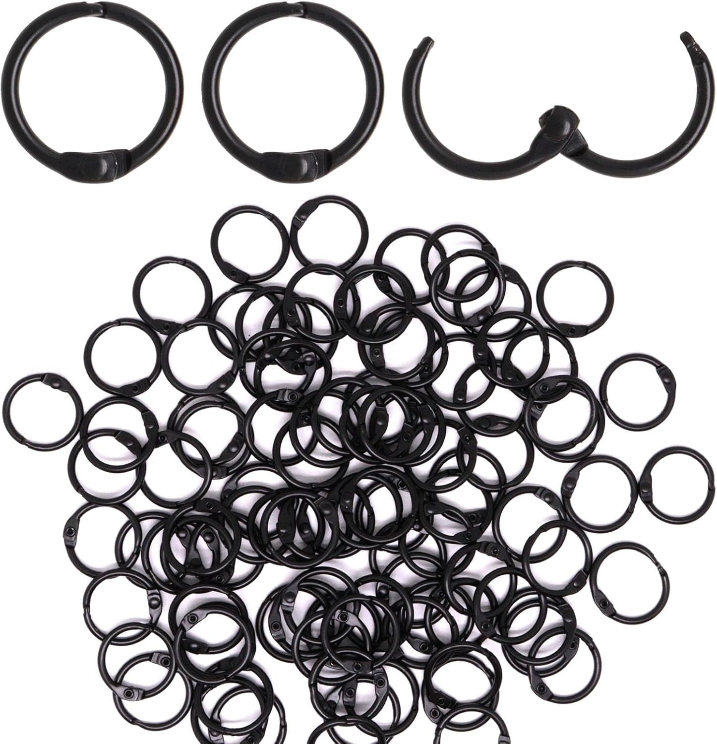 Binder Rings 1/2 inch, Loose Leaf Binder Rings 100 Pack, Black Binders ...