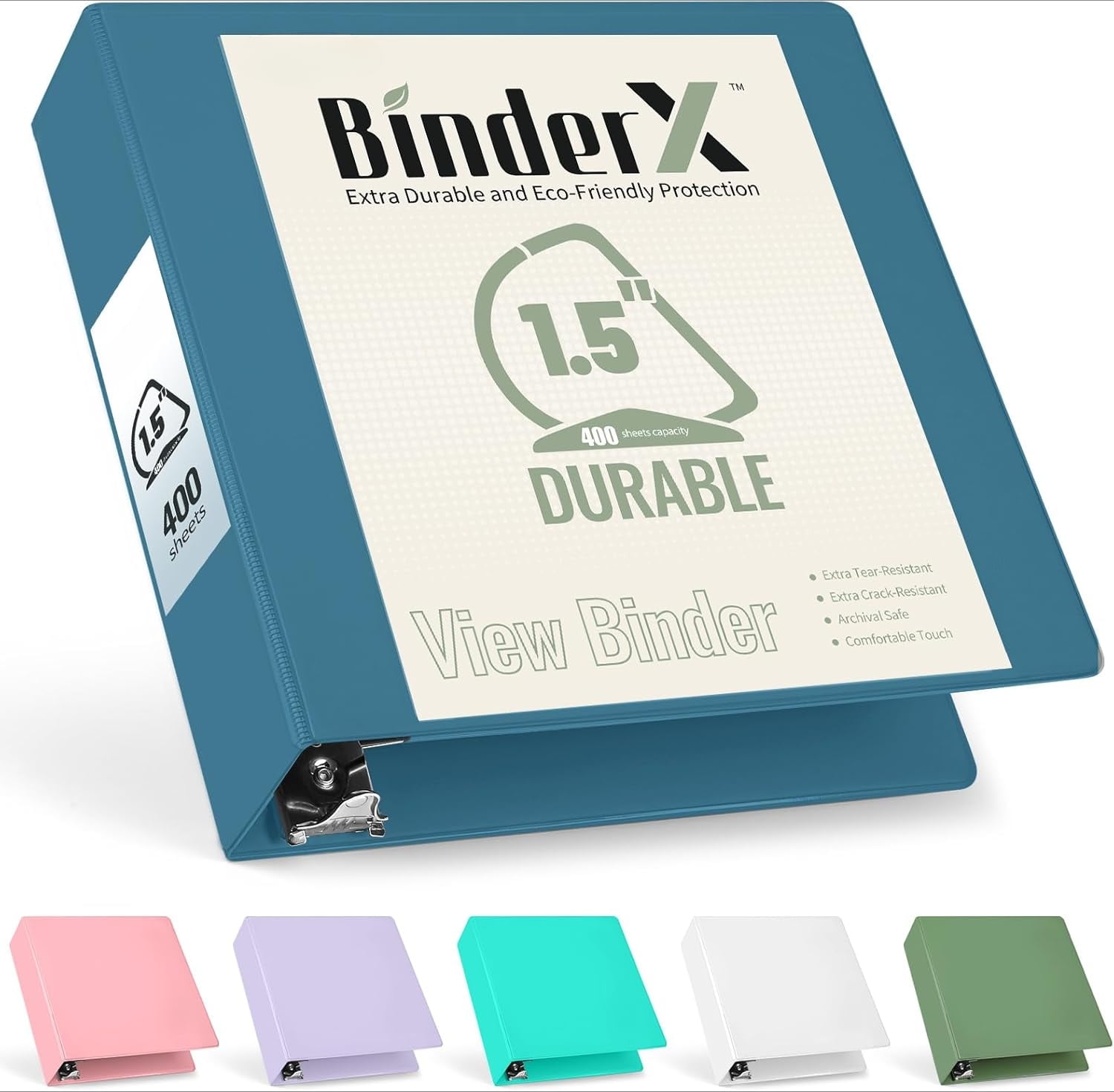 BinderX Extra Durable 1.5 Inch 3 Ring Binder, D-Ring Large Binder ...