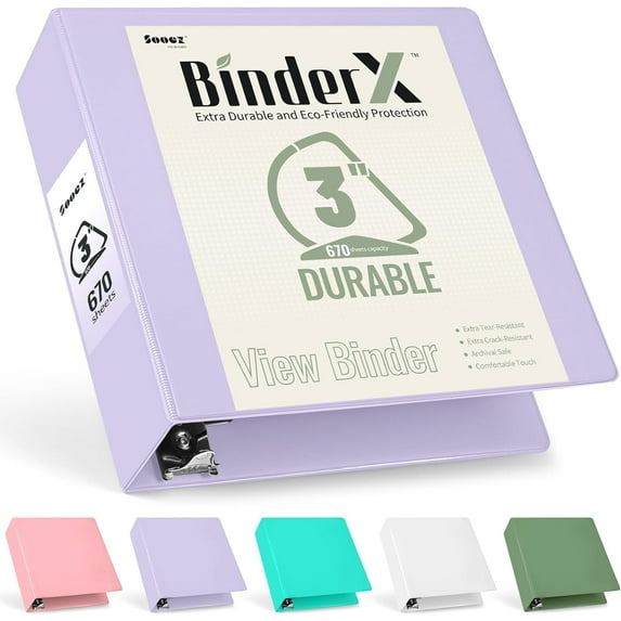BinderX Extra Durable 3 Inch 3 Ring Binder, D-Ring Large Binders, Holds ...