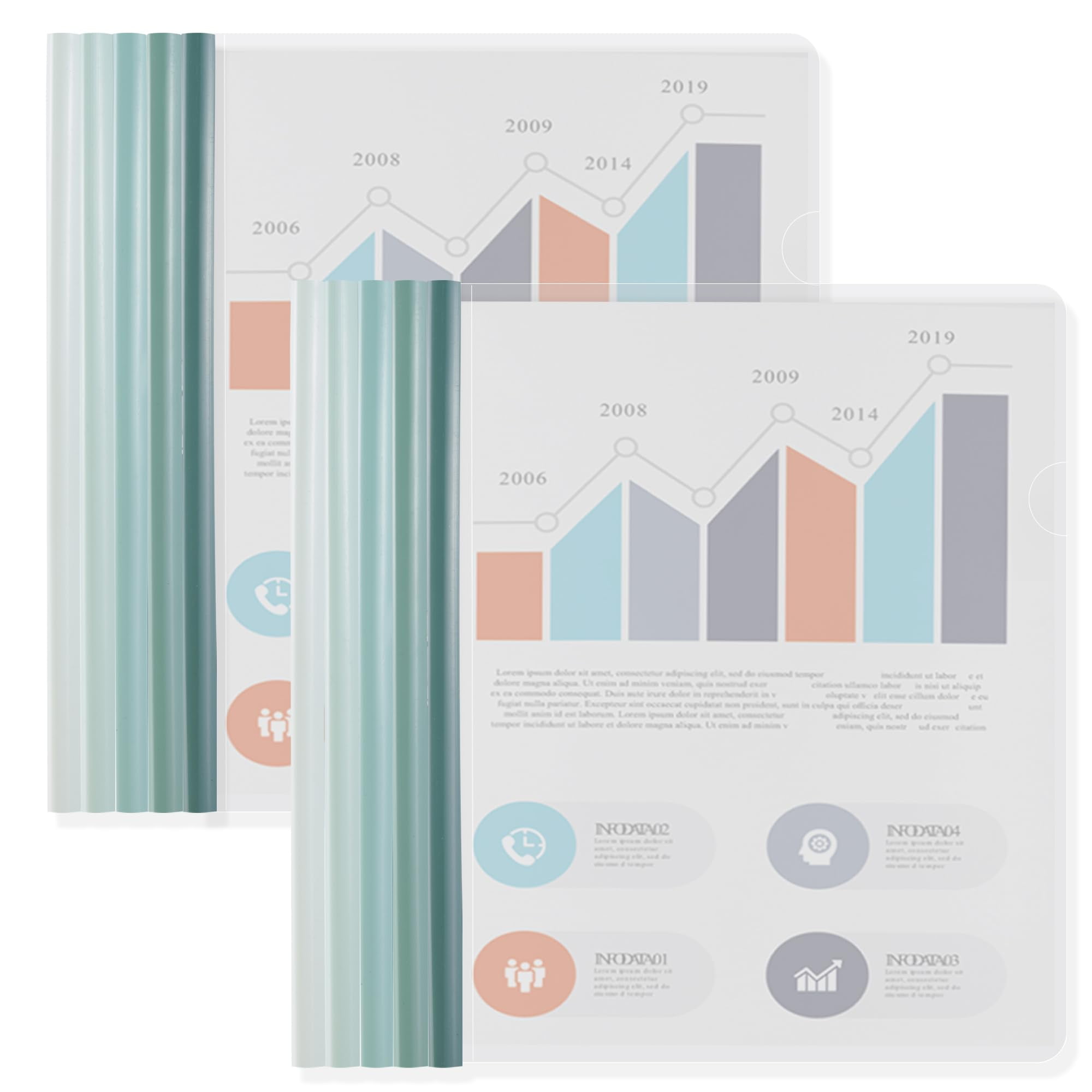 Binditek 10 Pack Clear Report Covers with Sliding Bars, 50 Sheet ...