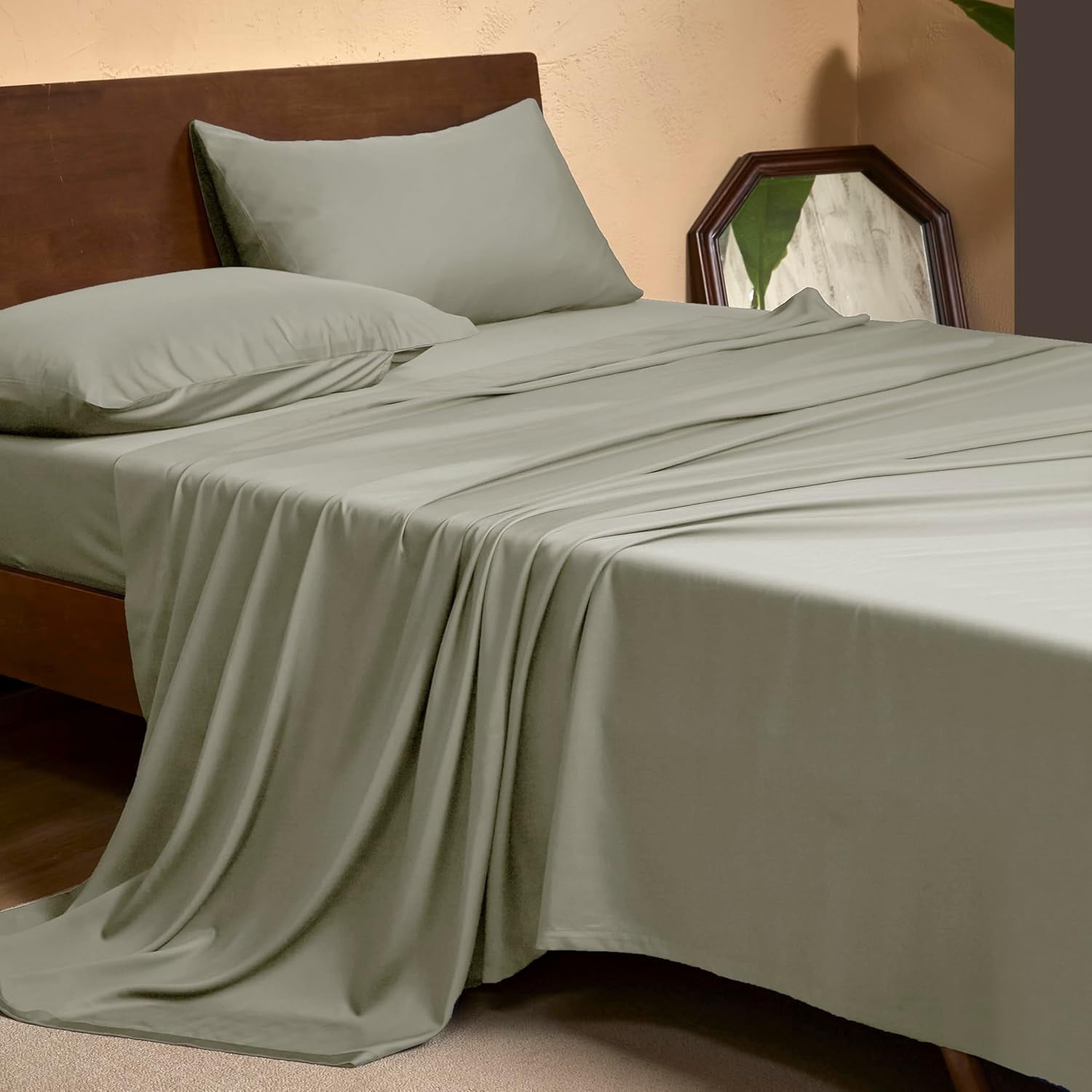 Bindora Twin Cotton Sheet Set, Egyptian Cotton Jersey Knit Sheets, 800 ...