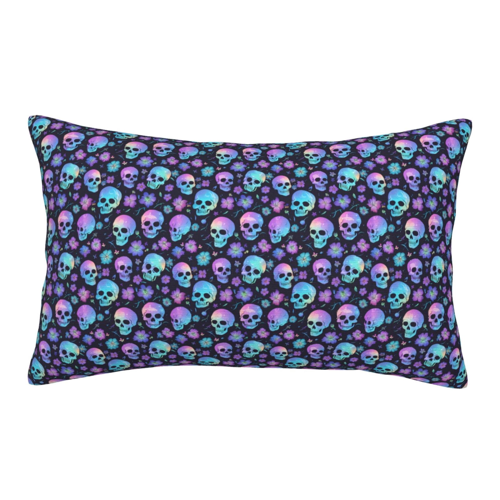 Binfone Blue Skull Flower Standard Size Pillowcase, Long Staple Pure ...