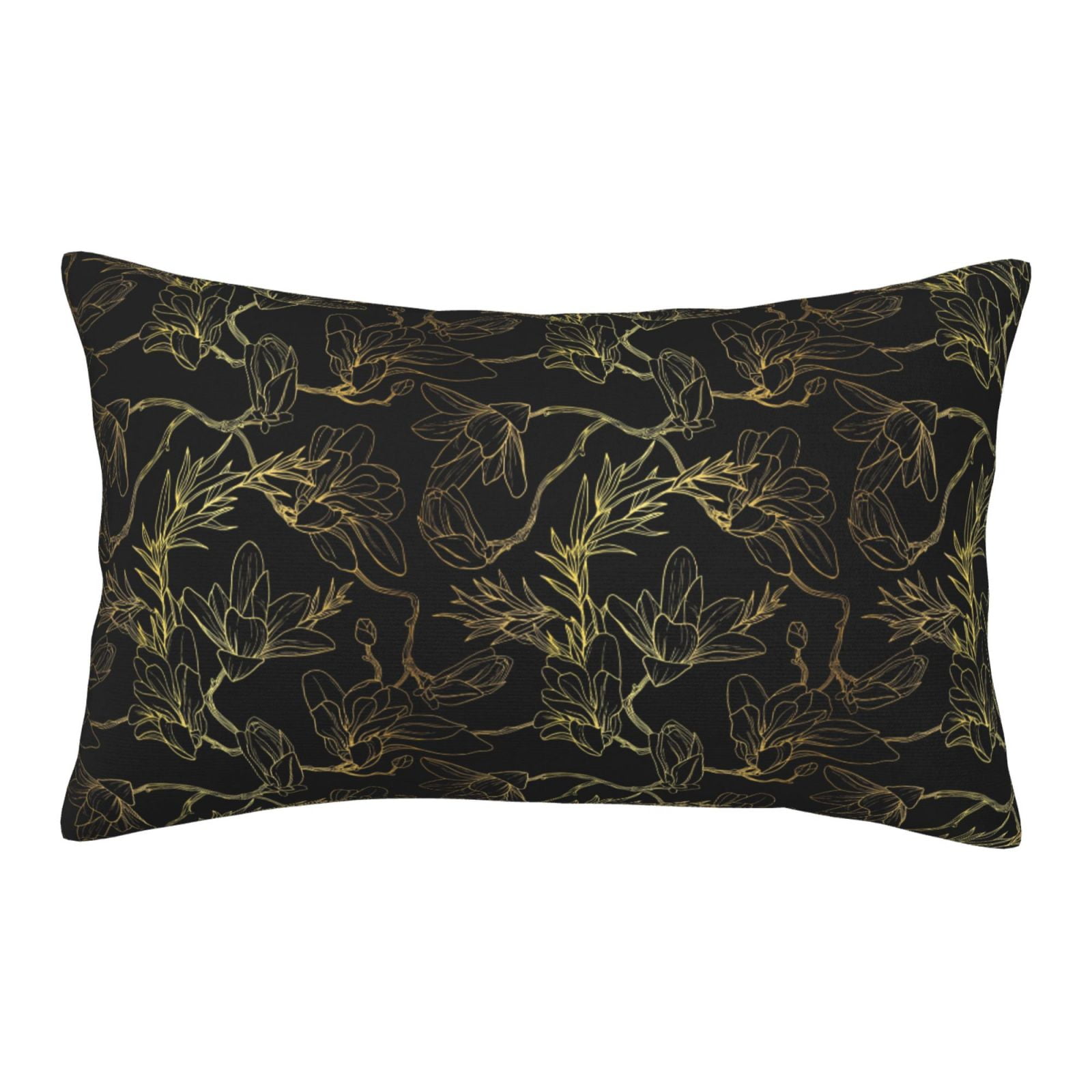 Binfone Gold Gloss Outline Floral Standard Size Pillowcase, Long Staple ...