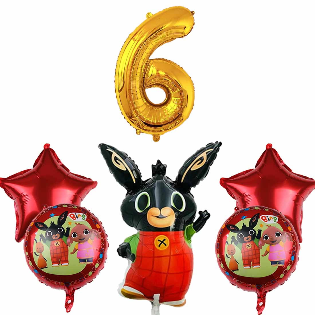 Bing Bunny Balloons Party Supplies 6th Big Number Decorations Decor Kit Birthday - Walmart.com