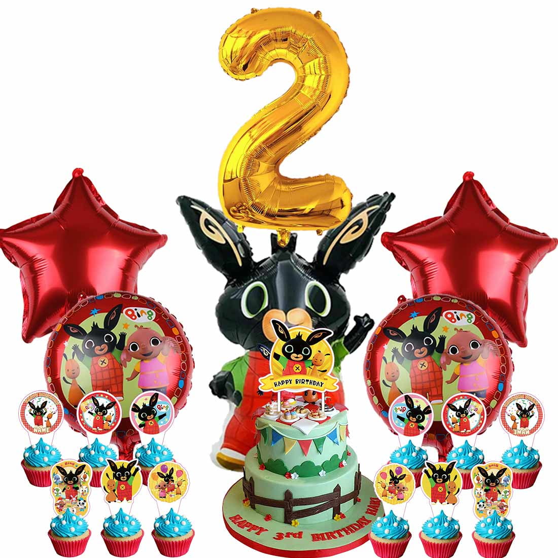 Bing Bunny Party Supplies 2nd Decor Kit Balloons Birthday Cake Topper ...