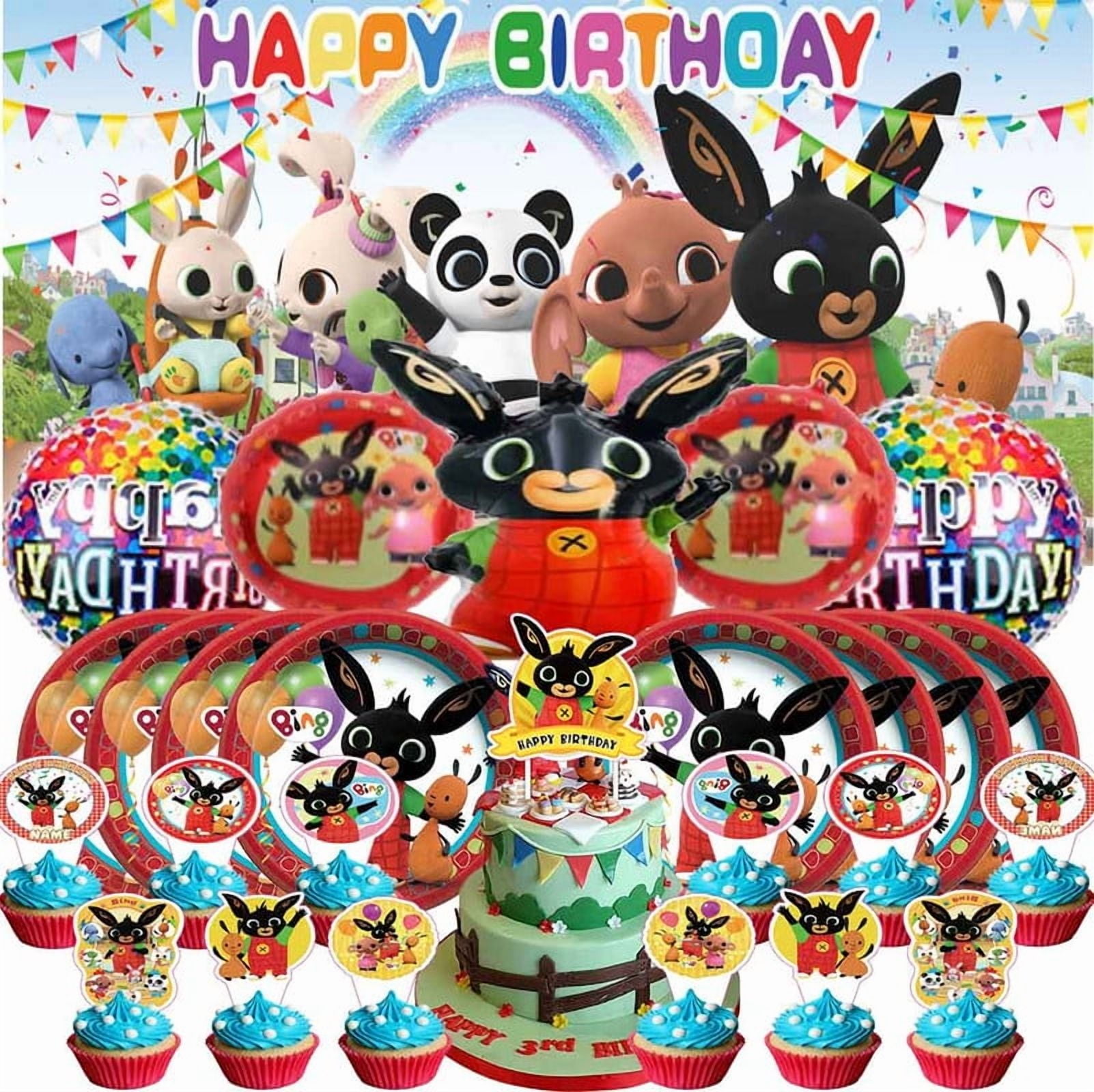 Bing Bunny Tableware Cake Toppers Balloons Backdrop Banner Supplies ...