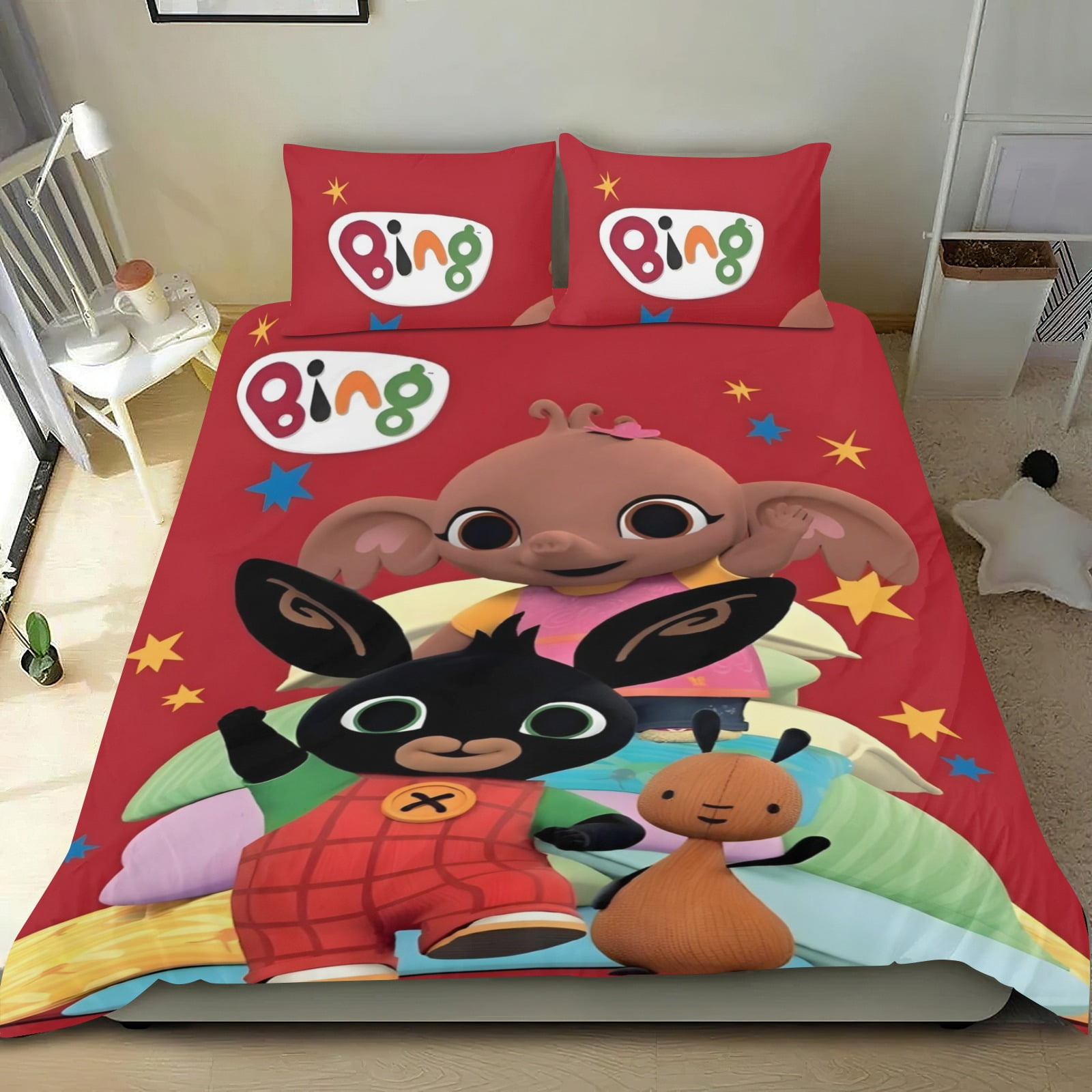 Bing Bunny Themed Bed Sheet Set Three Piece Set 53x79 Inches ...