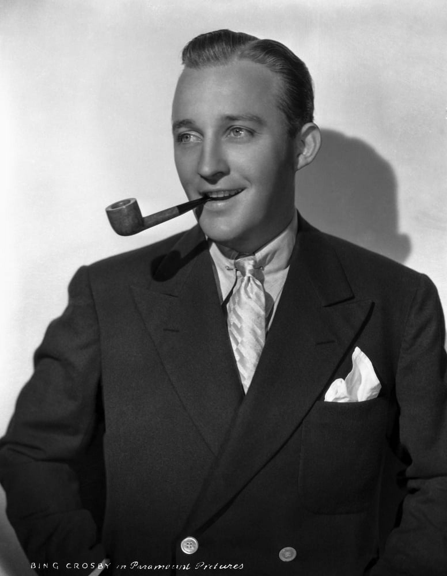 Bing Crosby Posed wearing Tuxedo with Pipe Portrait White Background ...