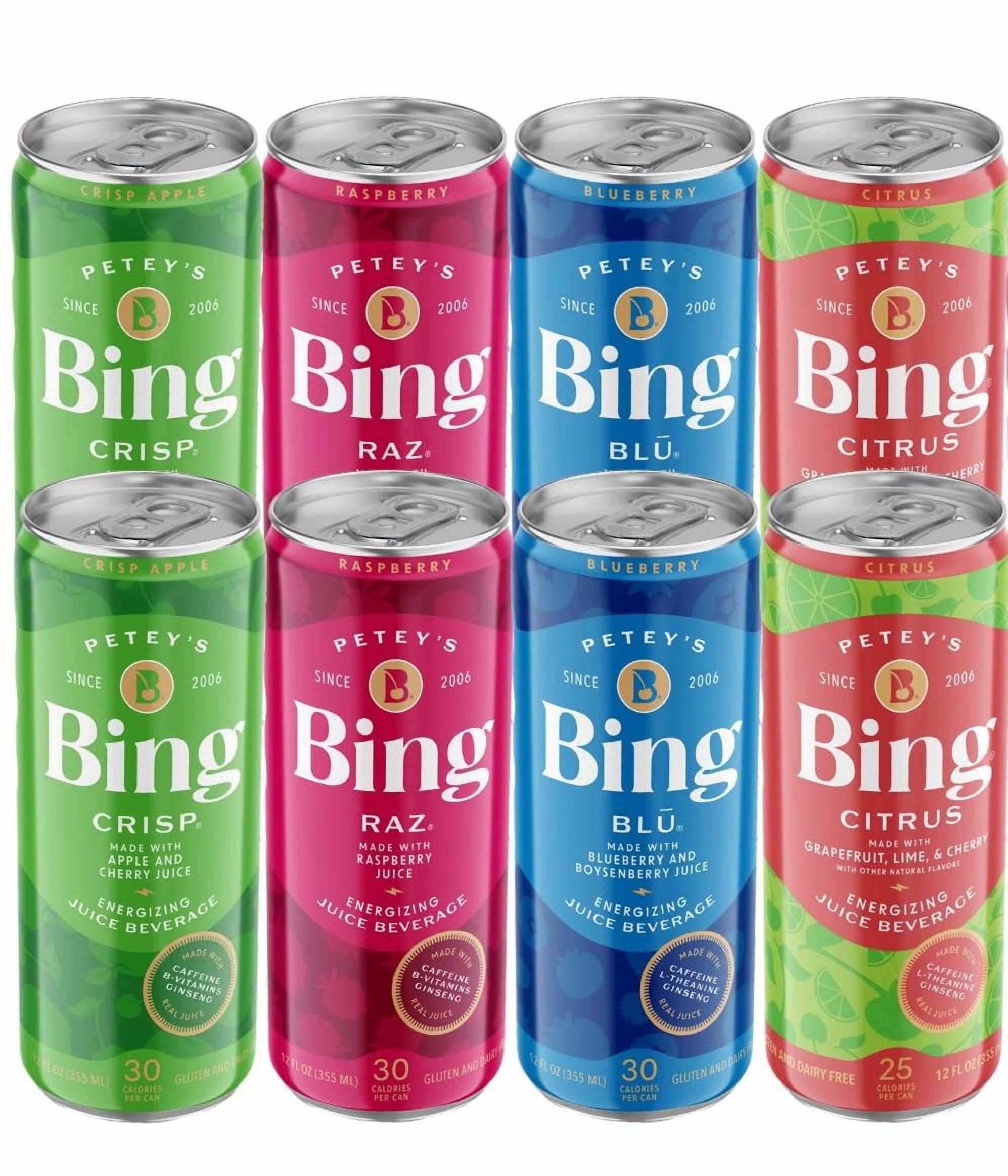 Bing Energy Drink Variety Pack -Crisp, Razz, Blu, Citrus. 12 ounce ...