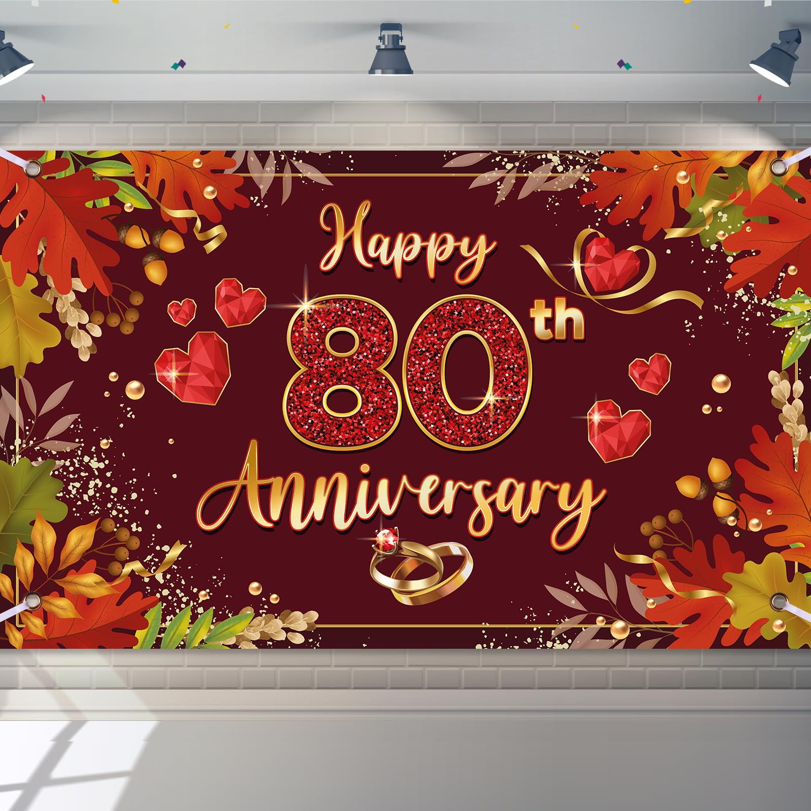 Bing-Haoze 80th Happy Anniversary Backdrop Decorations -Red Happy ...