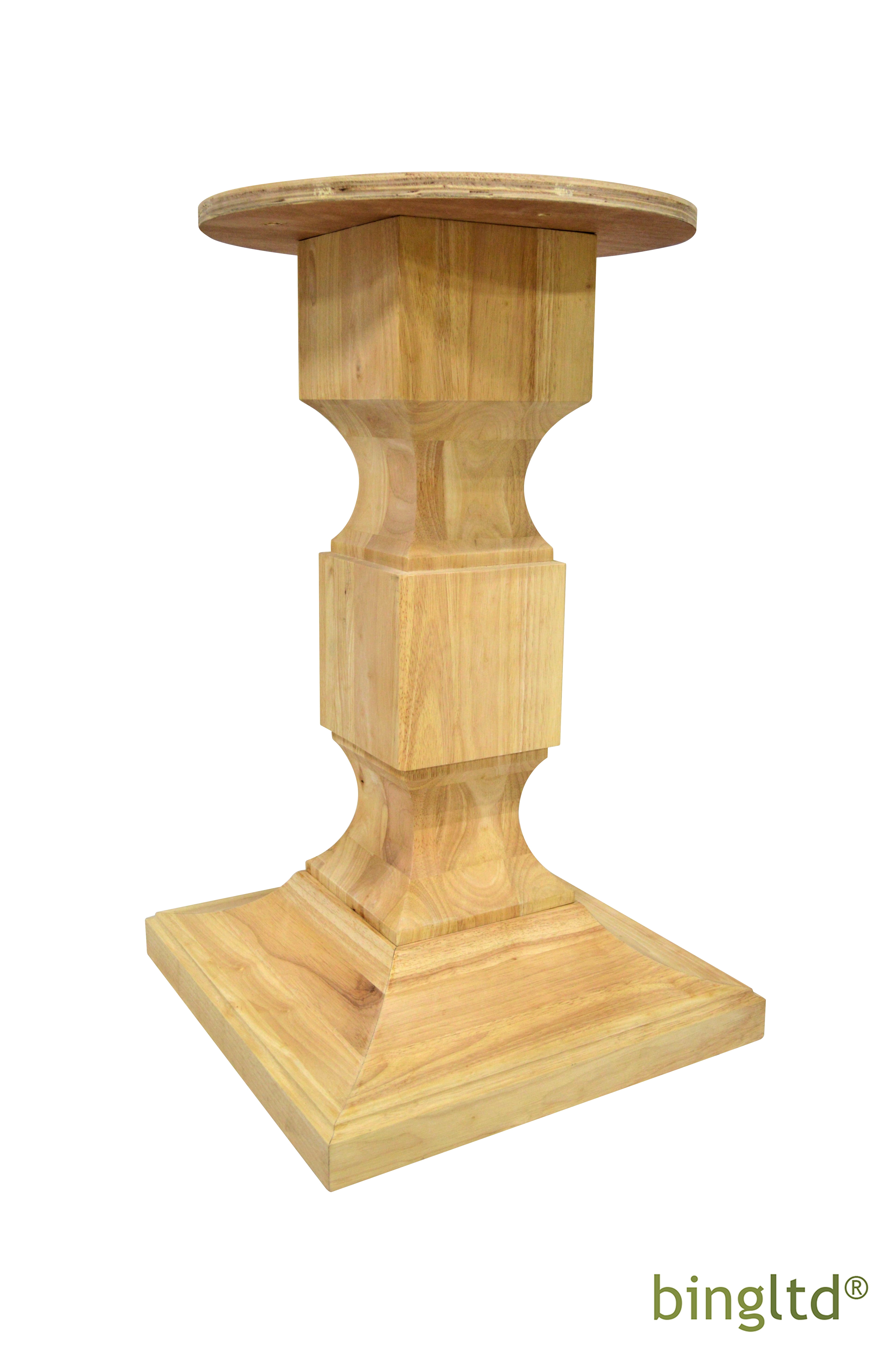 BingLTD 28" Tall Wooden Chelsea Square Pedestal Table Base, Natural ...