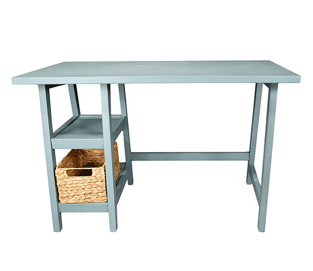 BingLTD - Cottage Desk in Coastal Blue with Woven Basket (WH-TB301-BLUE ...