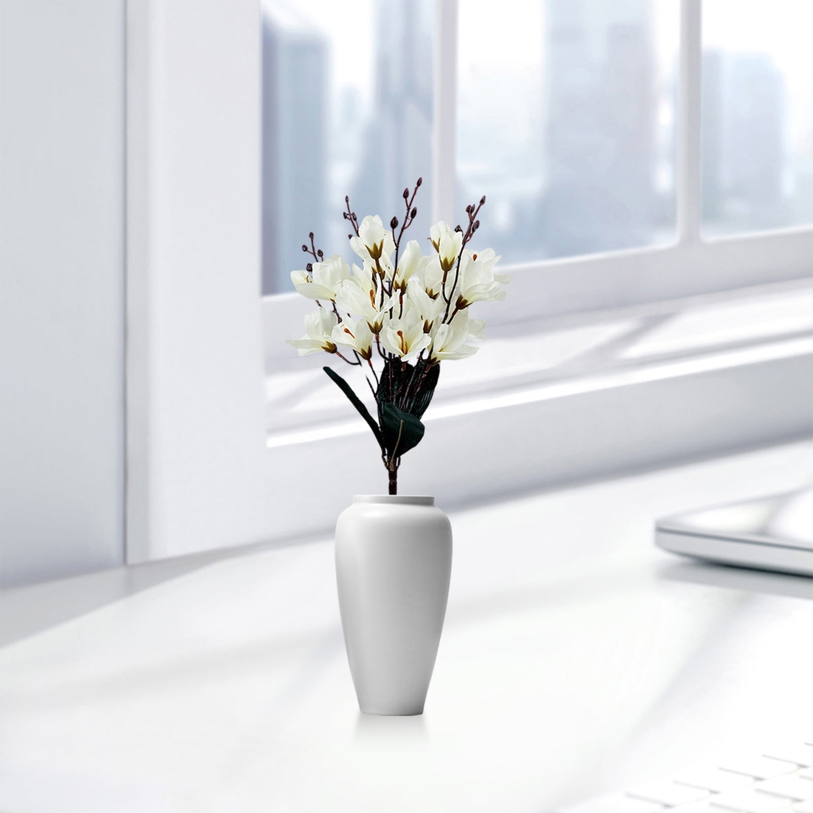 BingTong 1 Pack Artificial Magnolia Bouquet, Real Touch Artificial ...