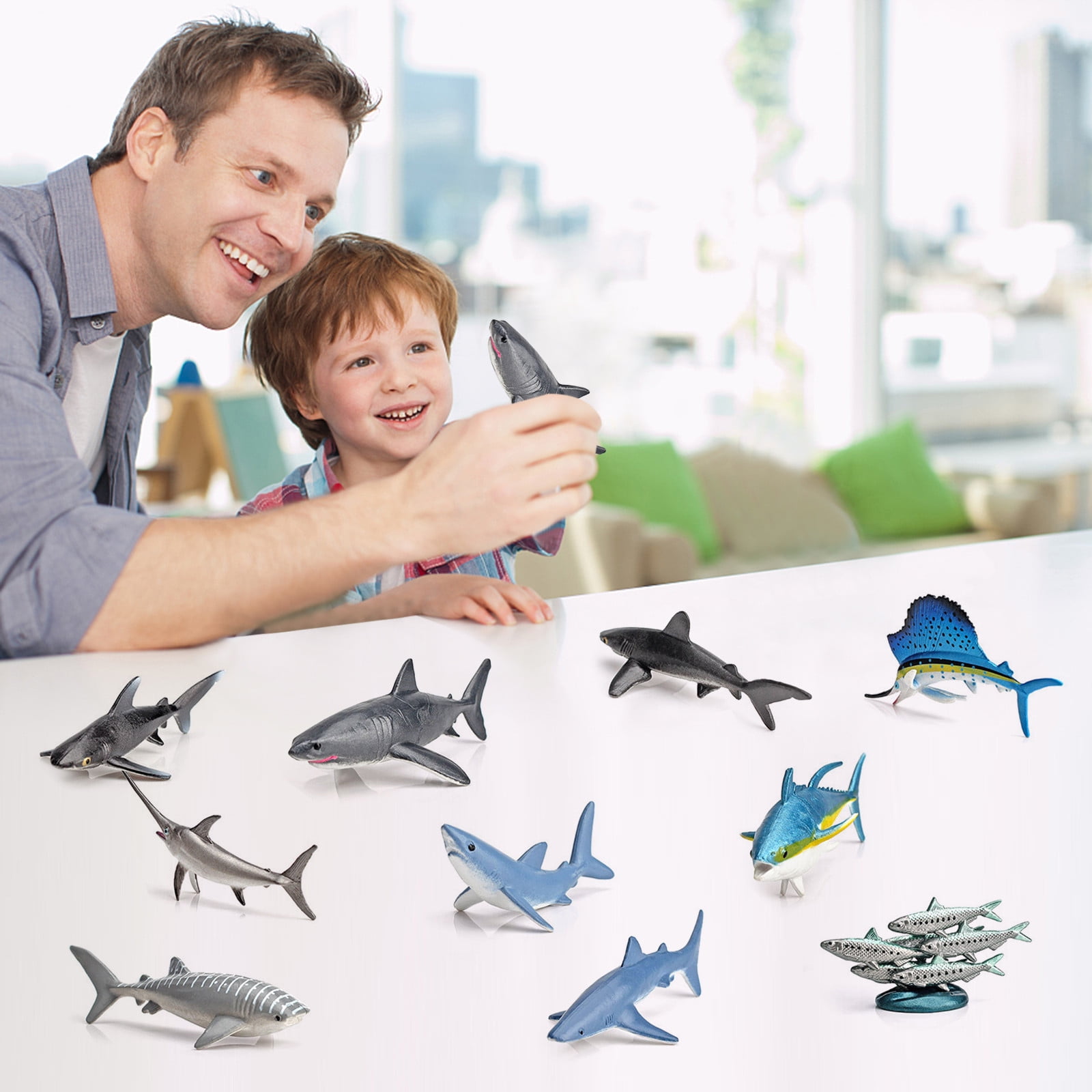 BingTong 10PC Realistic Shark Figurines Set - 5-6" Ocean Animals Bath ...