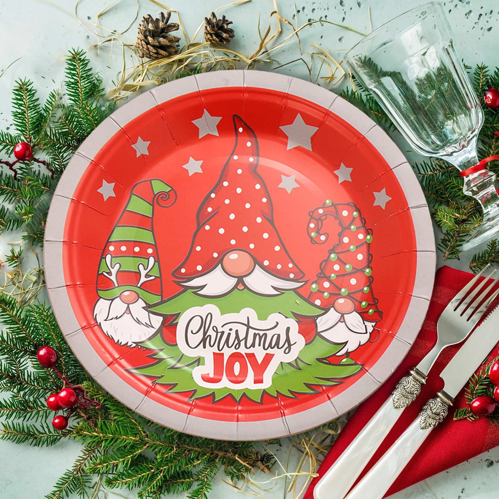 Gpaecead 10Pc Christmas Plates Disposable, 7 inch Christmas Paper ...