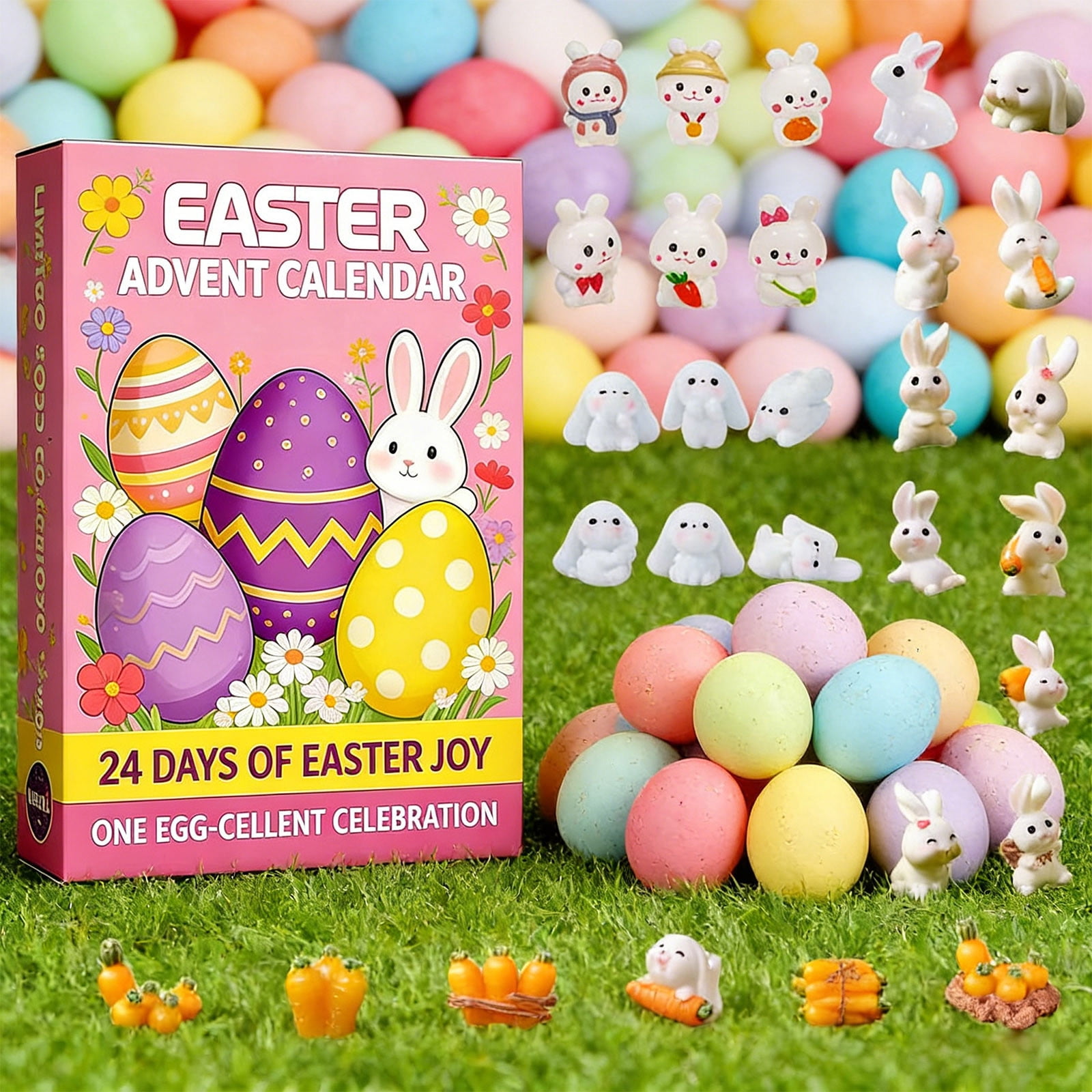 BingTong 2026 Easter Advent Calendar - 24 Mini Easter Bunny Figurines ...