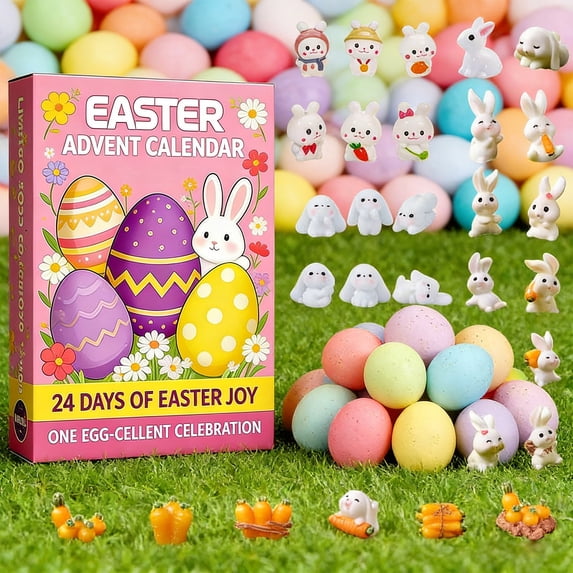 BingTong 2026 Easter Advent Calendar - 24 Mini Easter Bunny Figurines ...