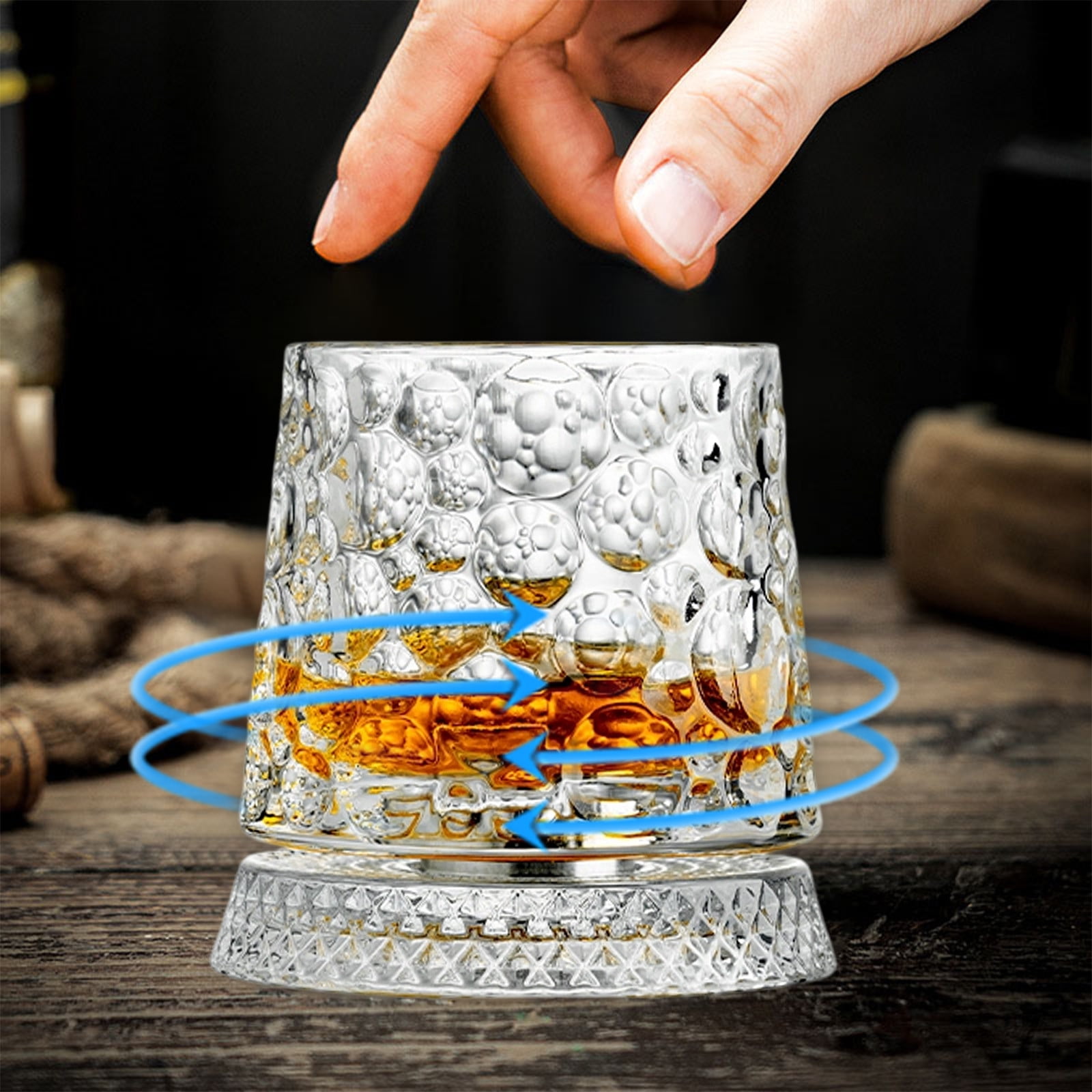 BingTong 360 Degree Rotating Whiskey Glass, Spinning Cocktail Glass ...