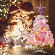 Beautynvta 18 Inch Mini Pink Christmas Tree, Artificial Small Desktop ...