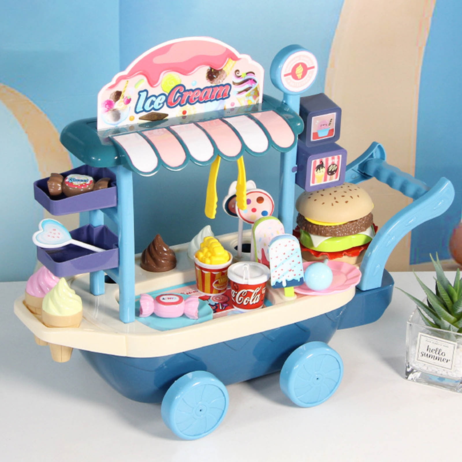 Gpaecead 48 PCS Ice Cream Cart Toys for Toddlers, Kids Pretend Play ...