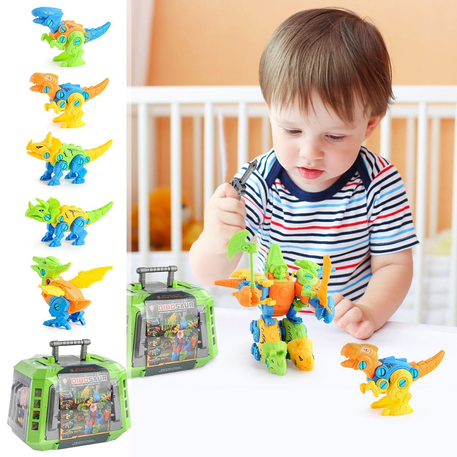 BingTong 5 in 1 Dinosaur Transforming Toys Take Apart Dinosaur Toys for ...