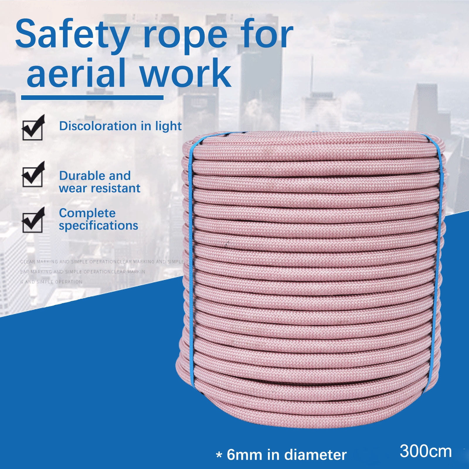 BingTong 6mm Mountaineering Anti-Dropping Rope – 3-Layer Weave, 300cm ...