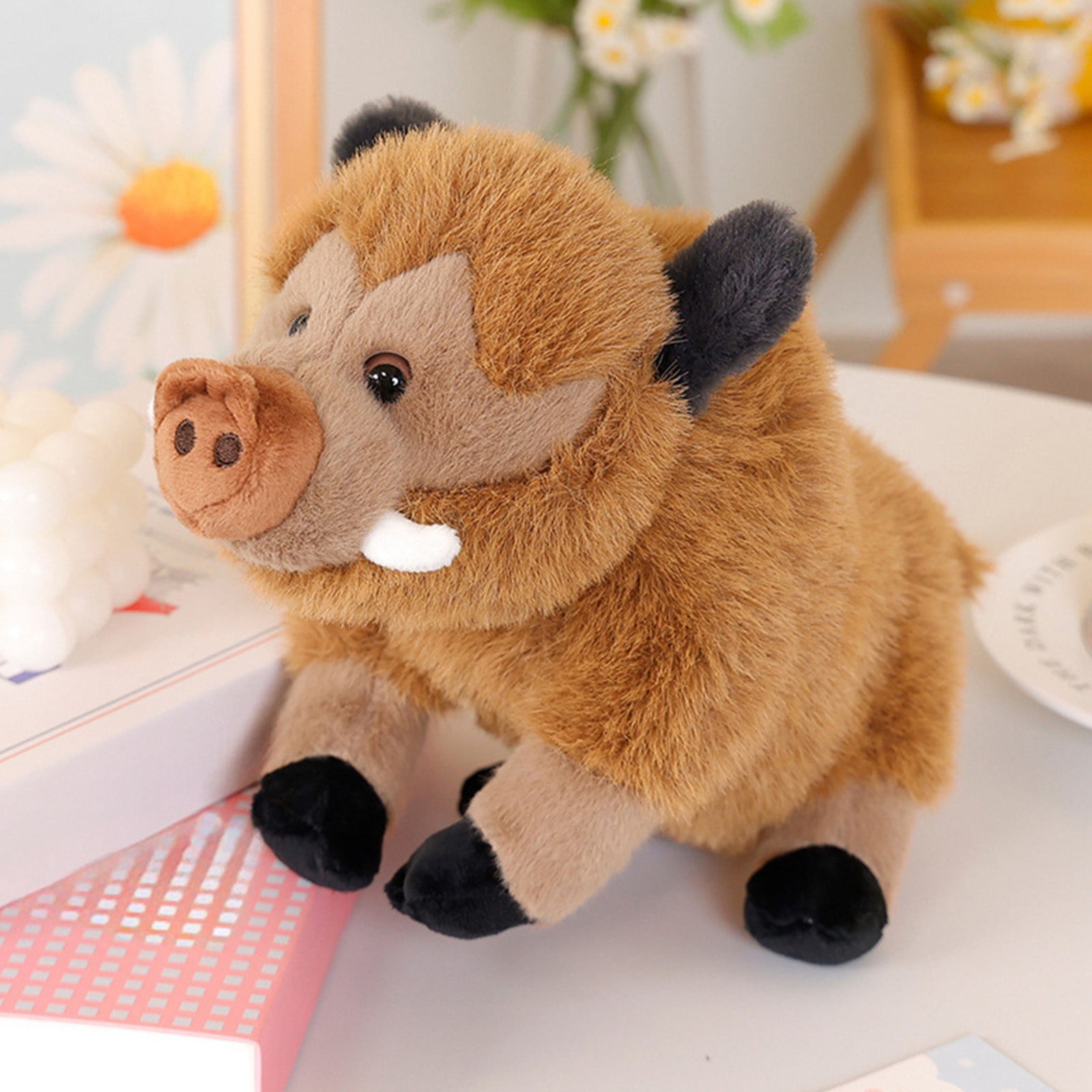 Gpaecead 8.5" Brown Wild Boar Plush Toy, Realistic and Adorable Piggy ...