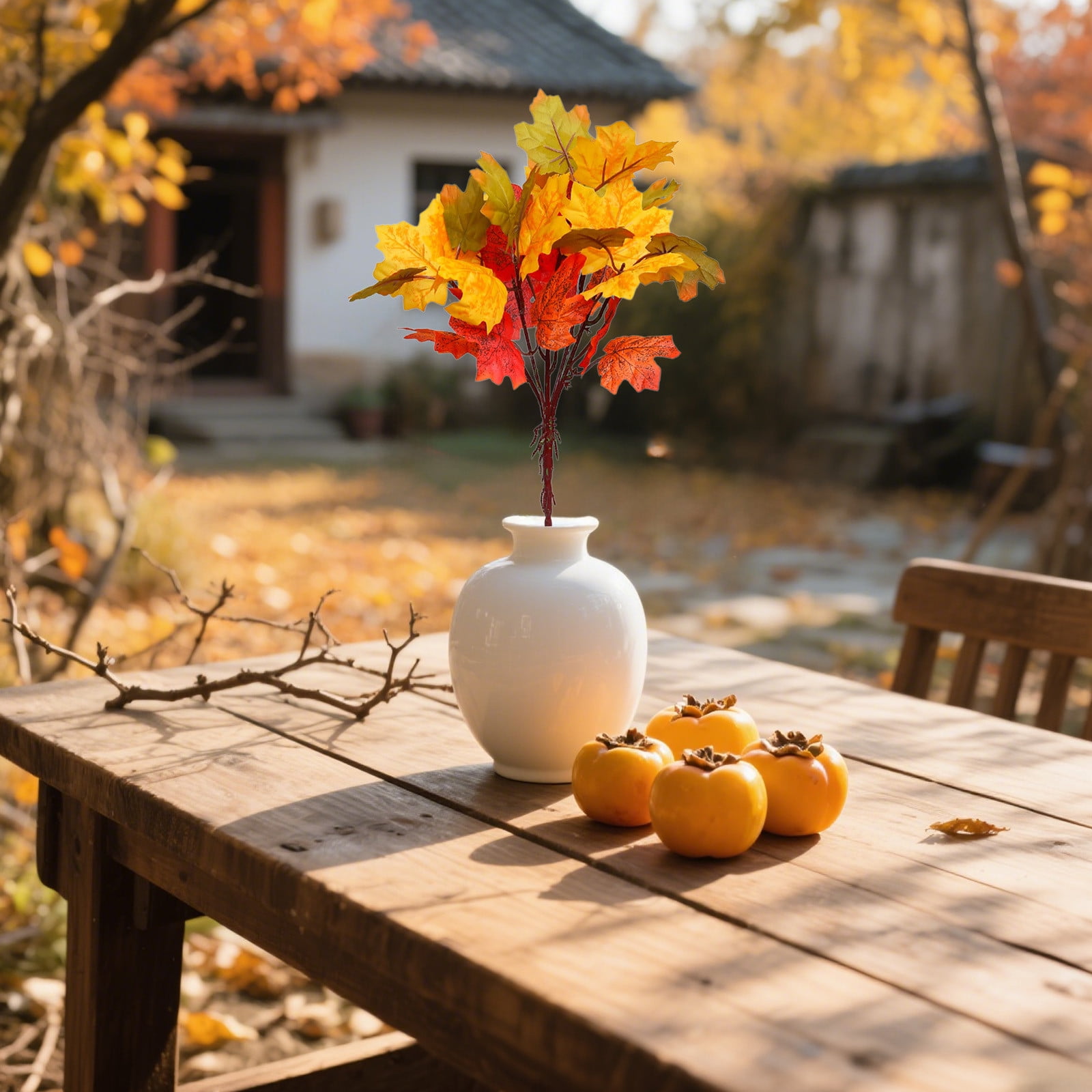 BingTong Artificial Fall Maple Leaves Stems Autumn Faux Leaf Branches ...