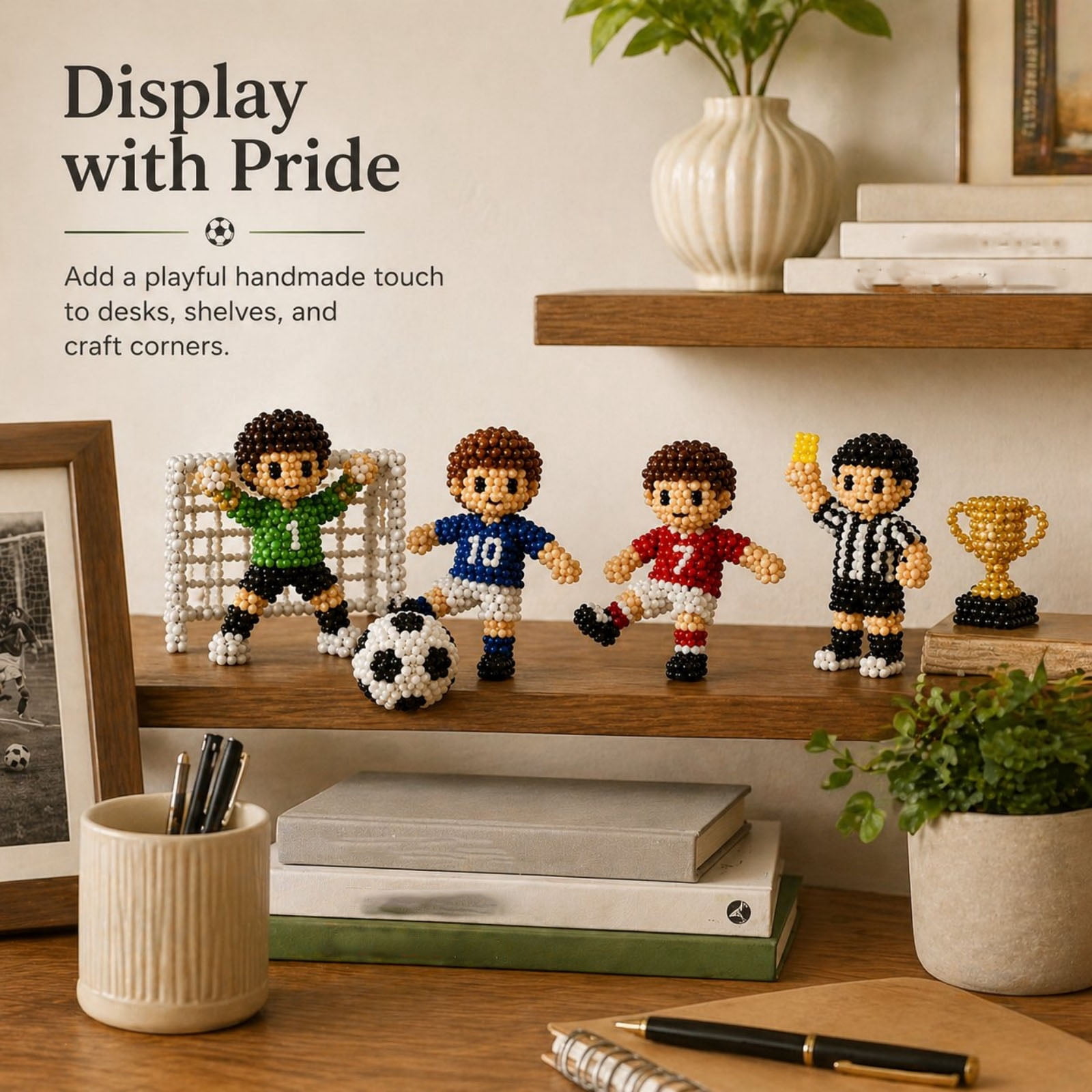 BingTong Beaded Soccer DIY Kit Set With Soccer Players And Trophy ...