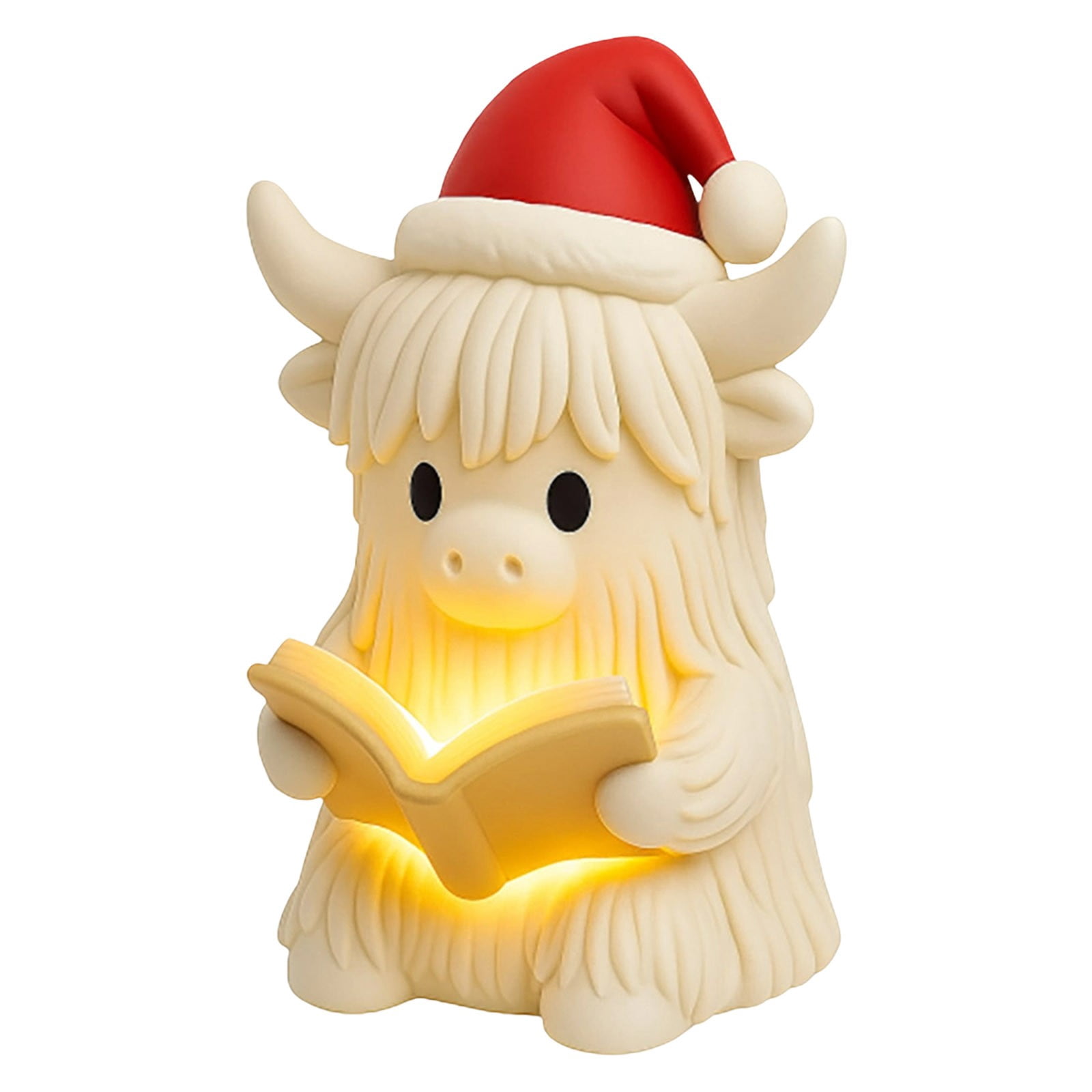 BingTong Christmas Cow Reading Book Lamp, Light Up Cow Statue Night ...