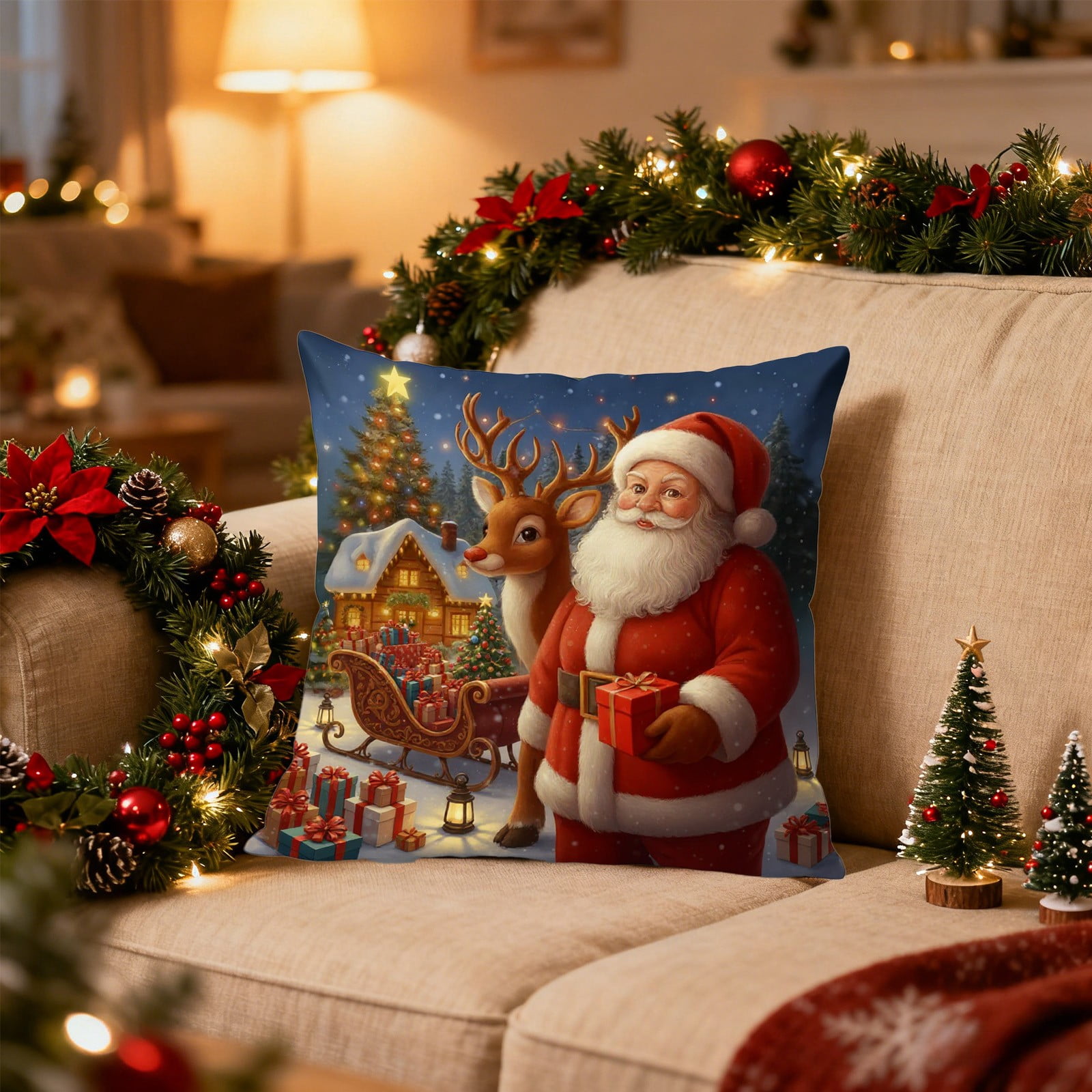 BingTong Christmas Pillow Covers 17.7x17.7 Inches Decorative Pillow ...