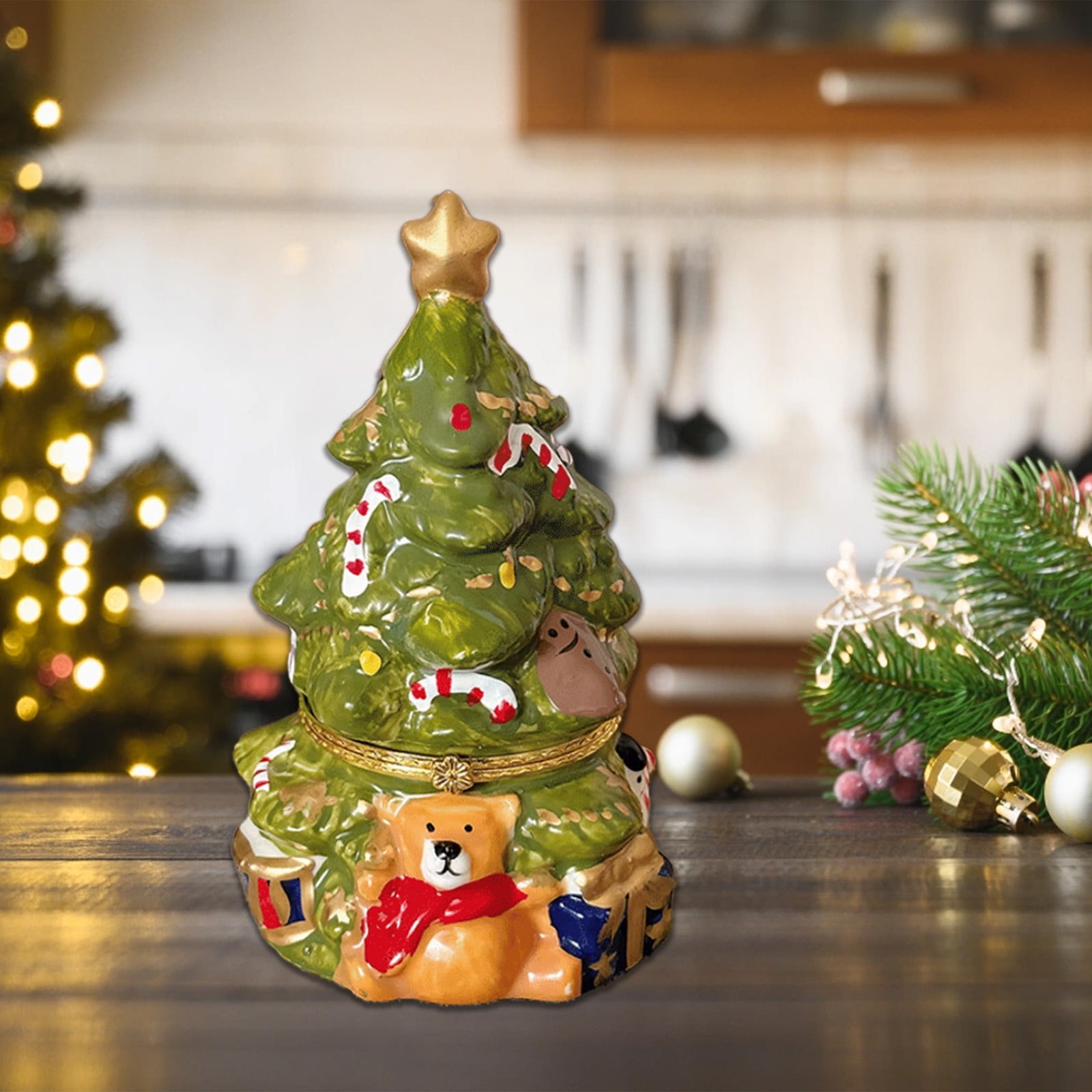 BingTong Christmas Tree Jewelry Box Ceramic Creative Xmas Tree Ornament ...