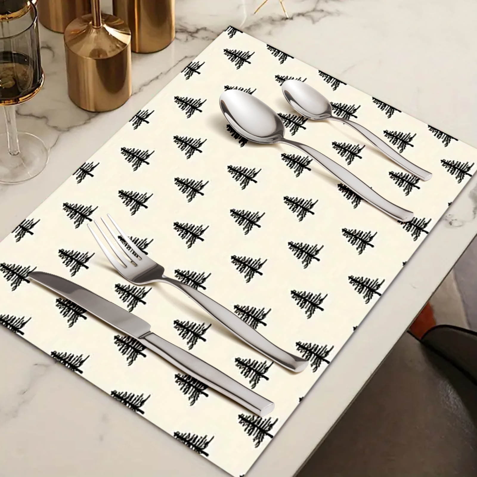 BingTong Christmas Tree Christmas Placemats Set of 4 Farmhouse Winter ...