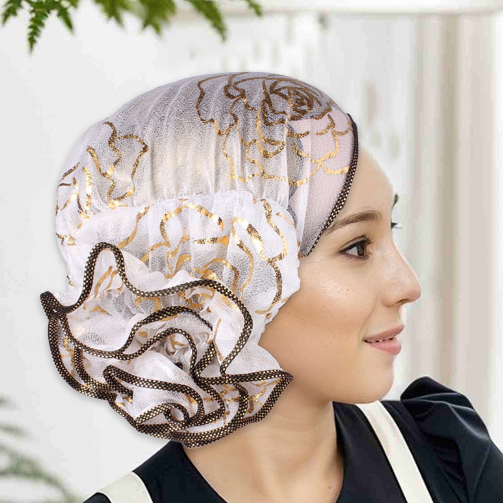 BingTong Flower Lace Turban Floral Lace Headscarf Hats Beanie Cap ...