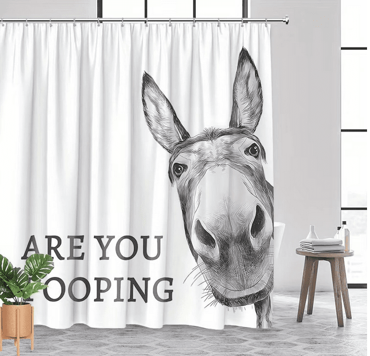 BingTong Funny Donkey Shower Curtain - 'are You Pooping?' Design Shower ...