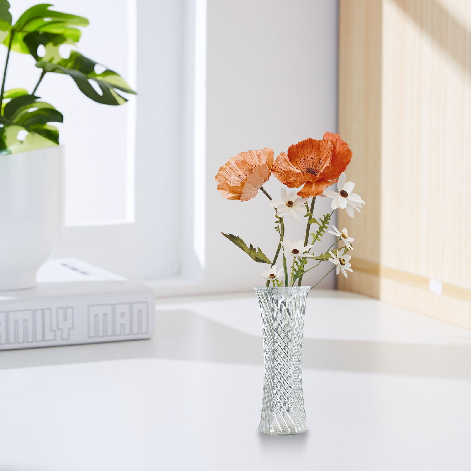 BingTong Glass Flower Vases For Home Centerpiece Table Indoor Desk ...