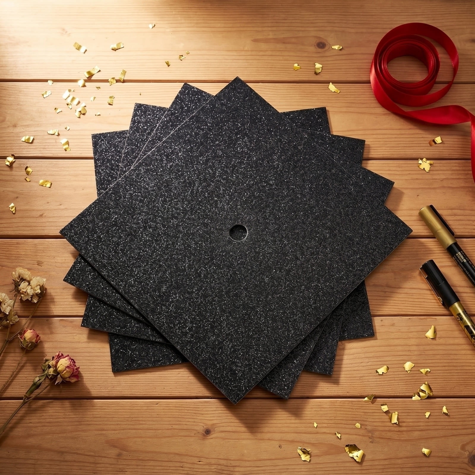 BingTong Glitter Sparkling Graduation Cap Cardstock – 9 Inch DIY Craft ...