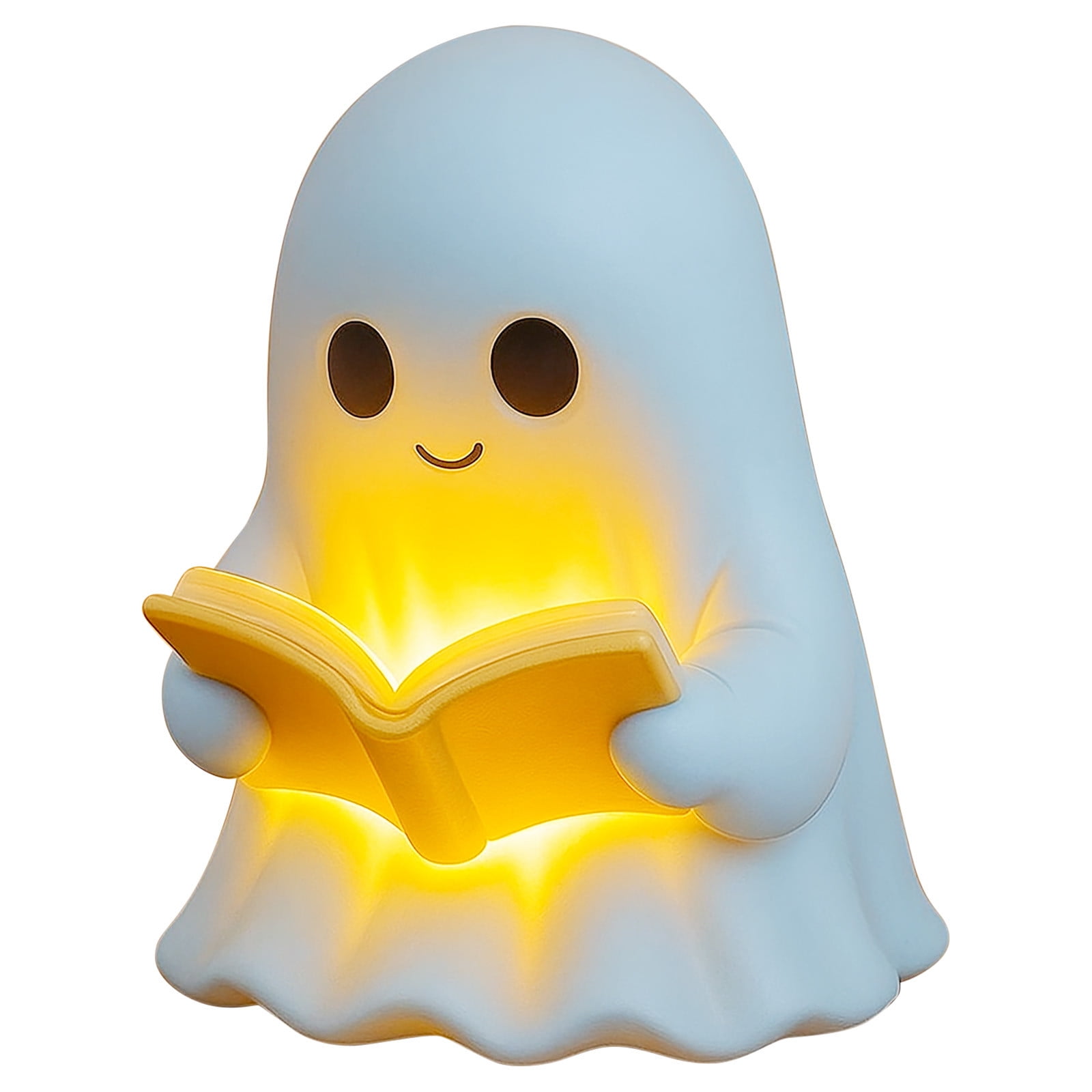 BingTong Halloween Cute Ghost Reading Book Lamp, Light Up Ghost Statue ...